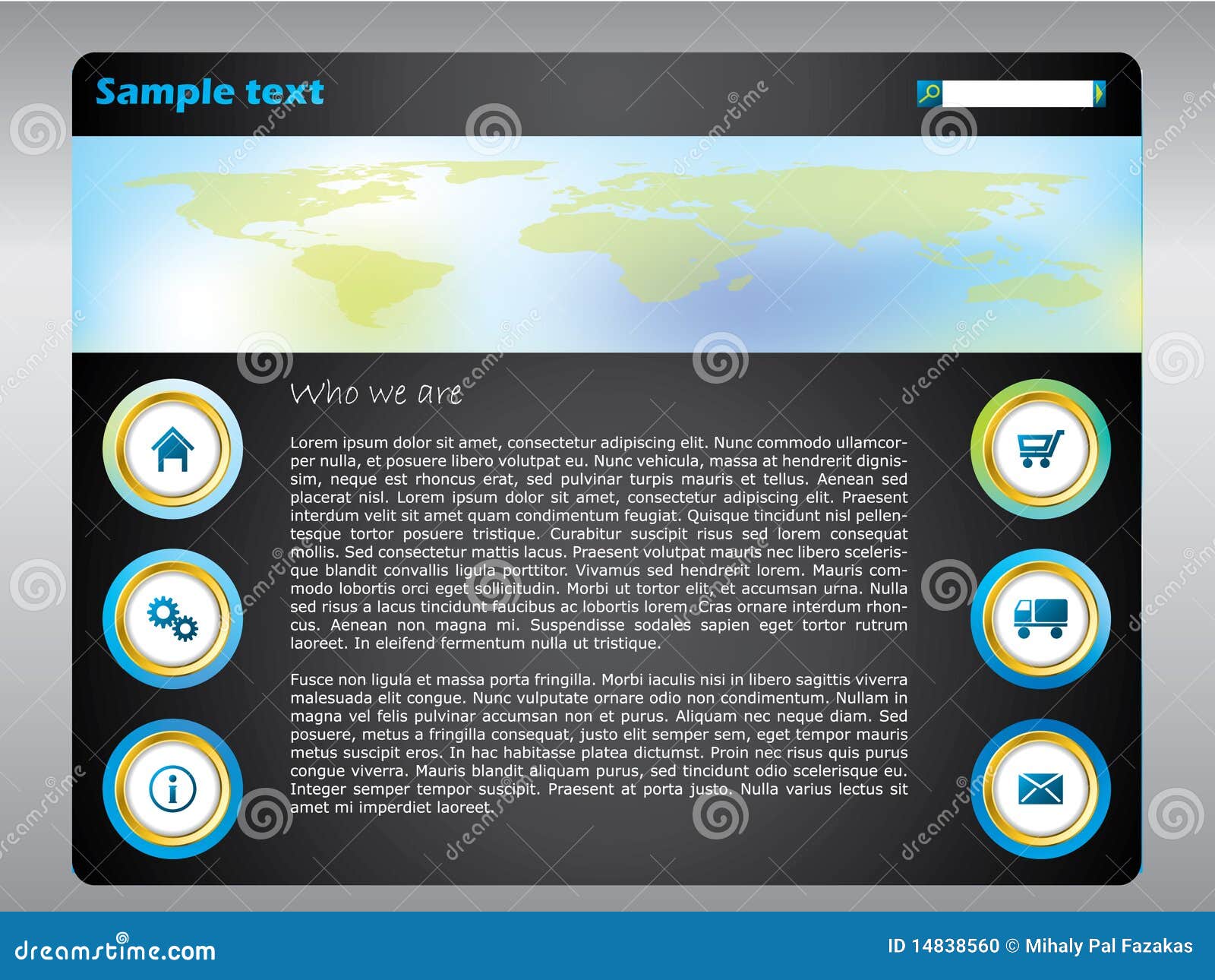 Web template with map stock vector. Illustration of note - 14838560