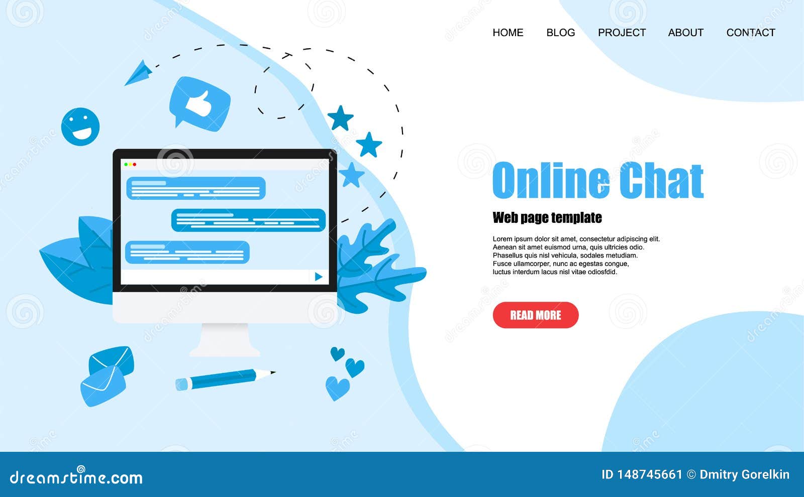 Web Template with Messenger. Online Chat Concept Stock Vector ...