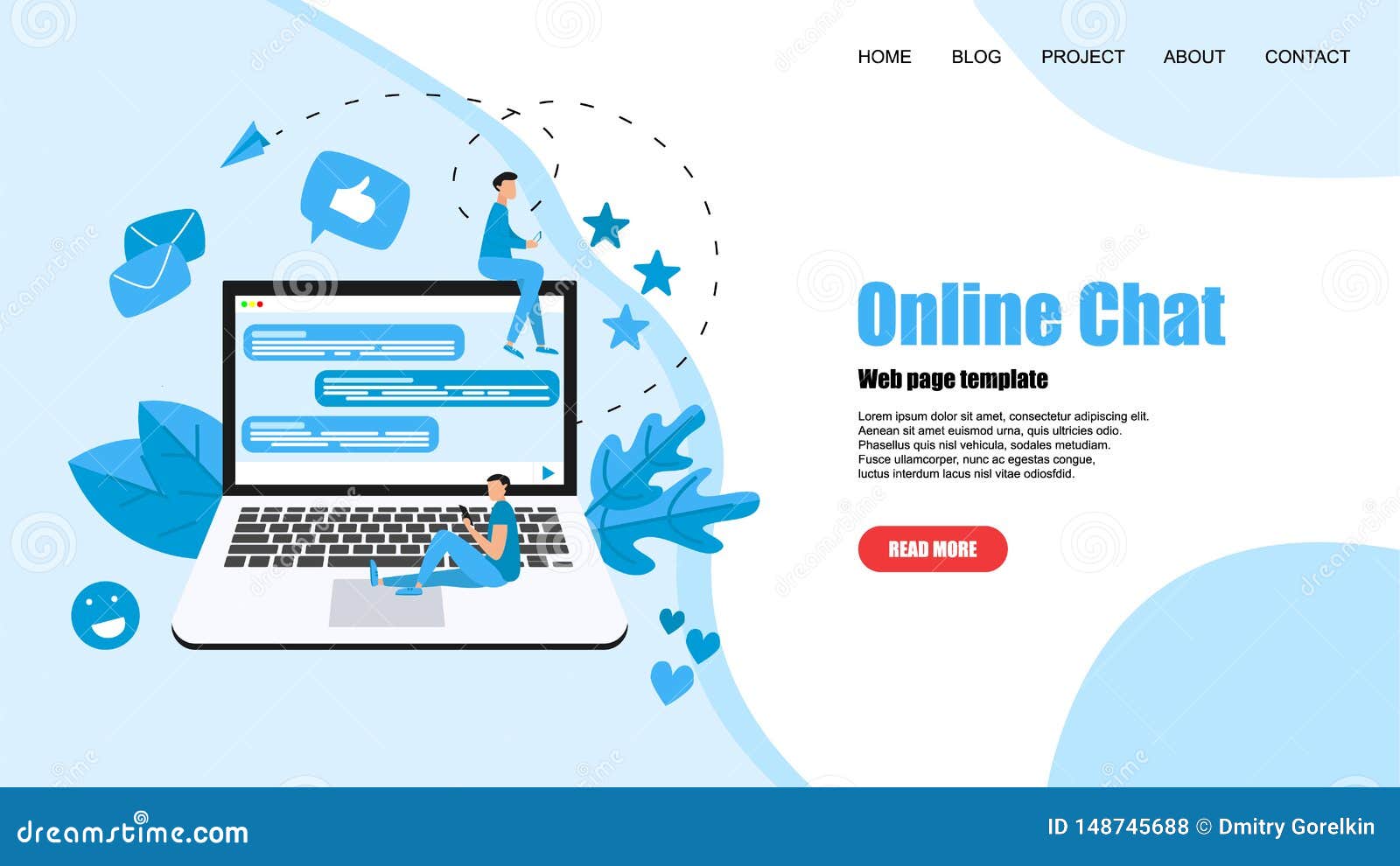 Web Template with Messenger. Online Chat Concept Stock Vector ...