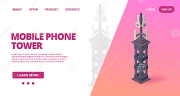 Web Template with a Mobile Phone Tower. Vector Stock Vector ...