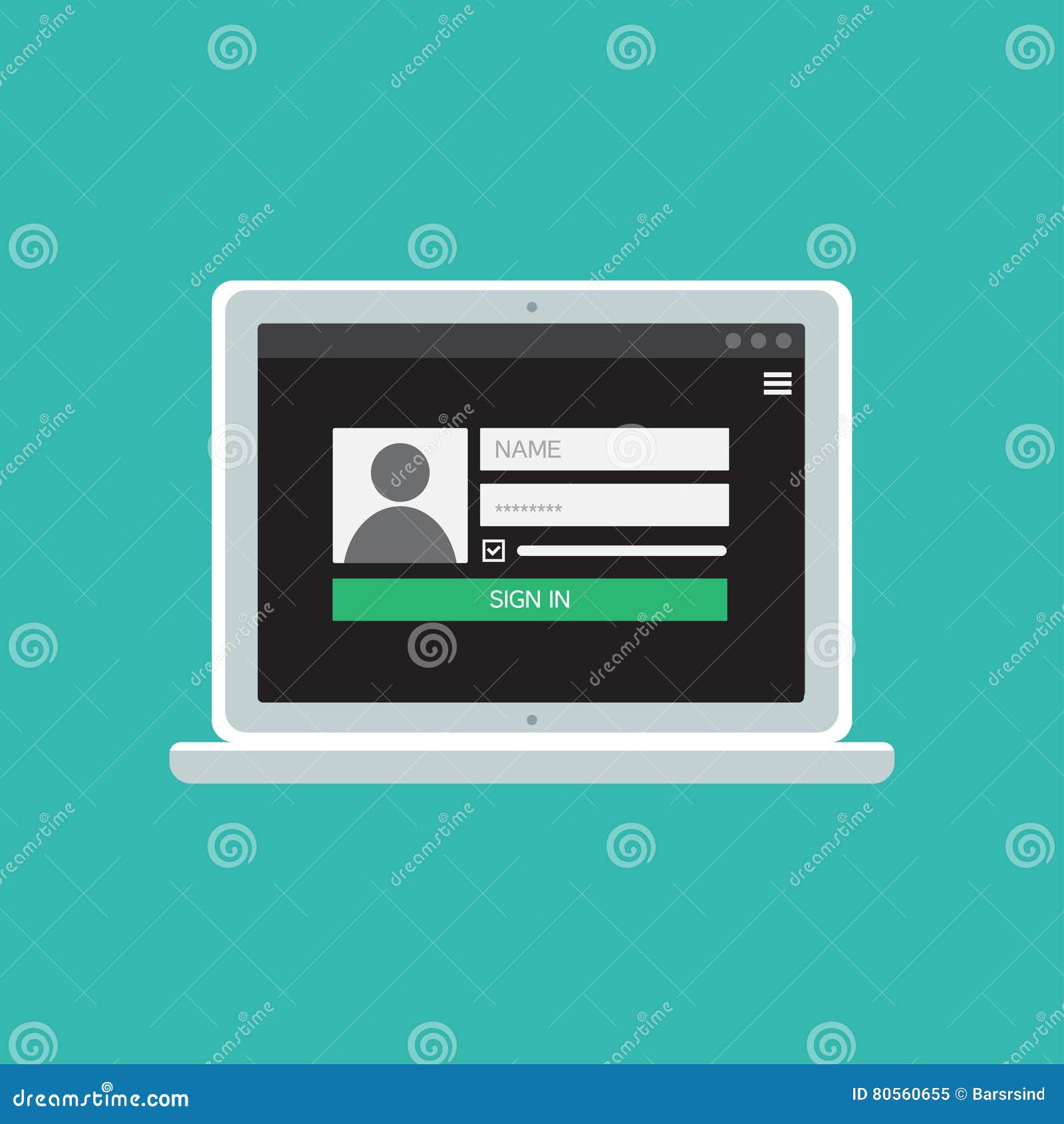 Web Template of Notebook Login Form Stock Illustration - Illustration ...