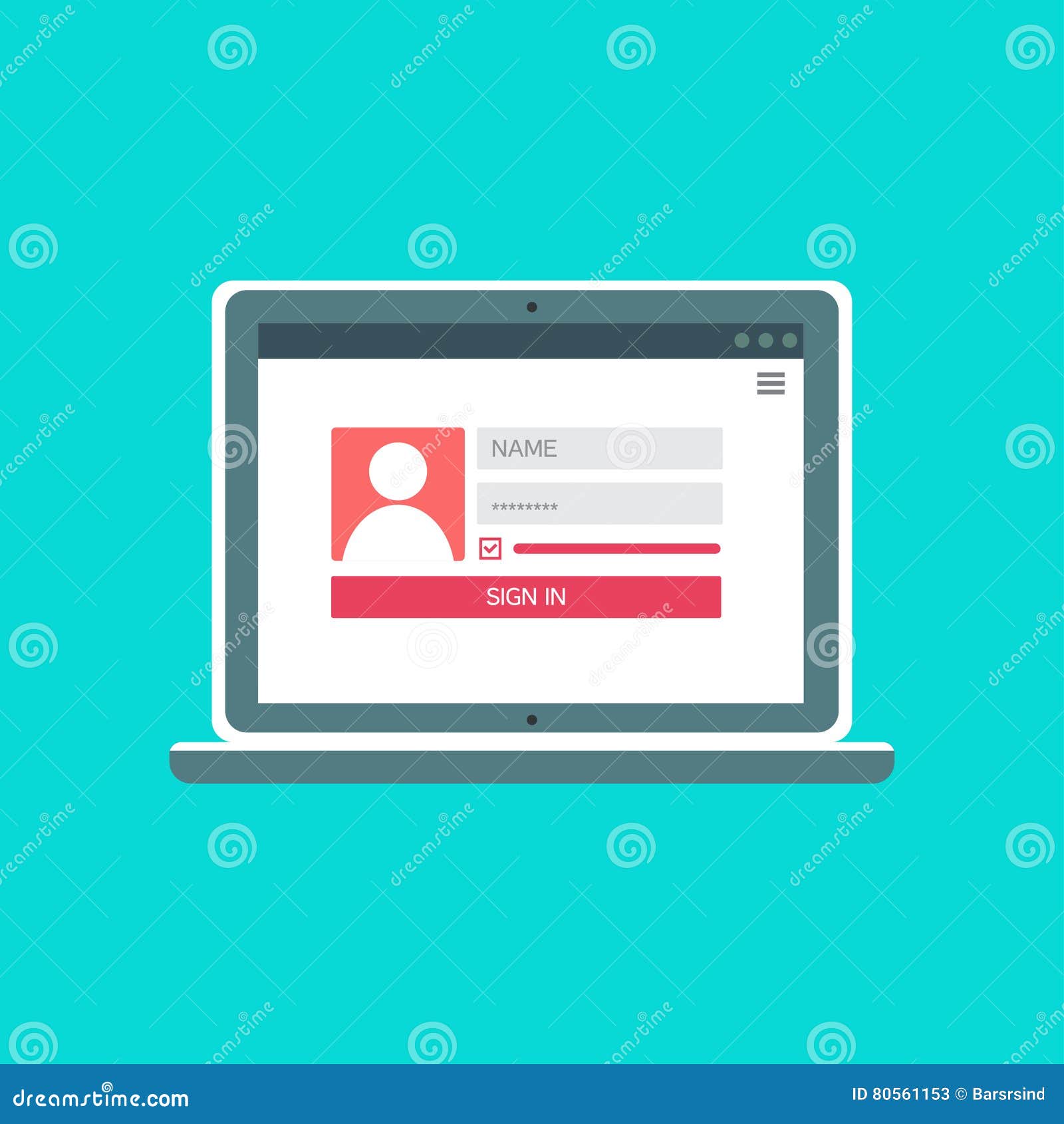 Web Template of Notebook Login Form Stock Illustration - Illustration ...