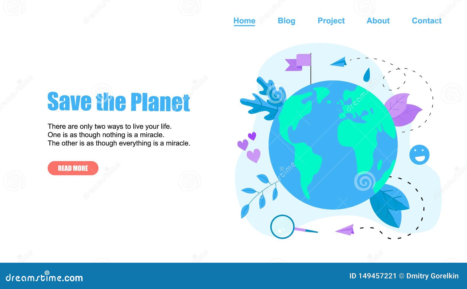 Web Template. Save Planet Vector Flat Illustration Stock Vector ...