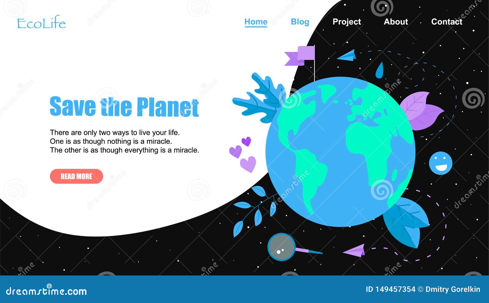 Web Template. Save Planet Vector Flat Illustration Stock Vector ...