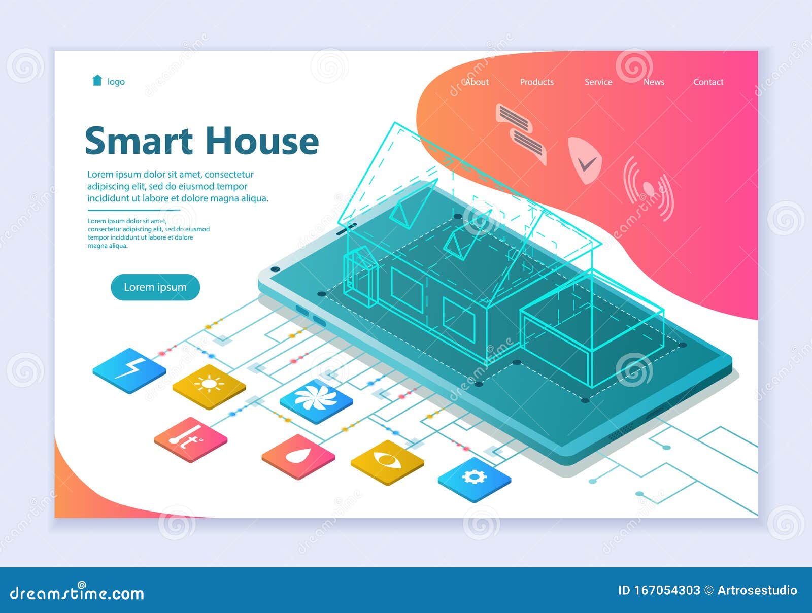 Web Template of Smart House Concept Stock Vector - Illustration of ...