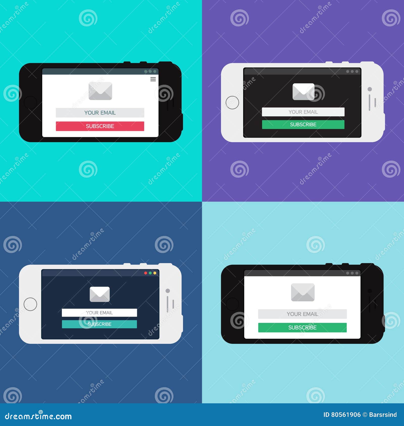 Web Template of Smartphone Email Form Stock Illustration - Illustration ...