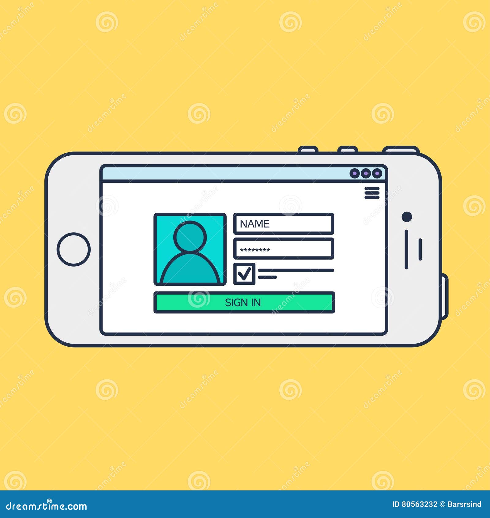 Web Template of Smartphone Login Form Stock Illustration - Illustration ...