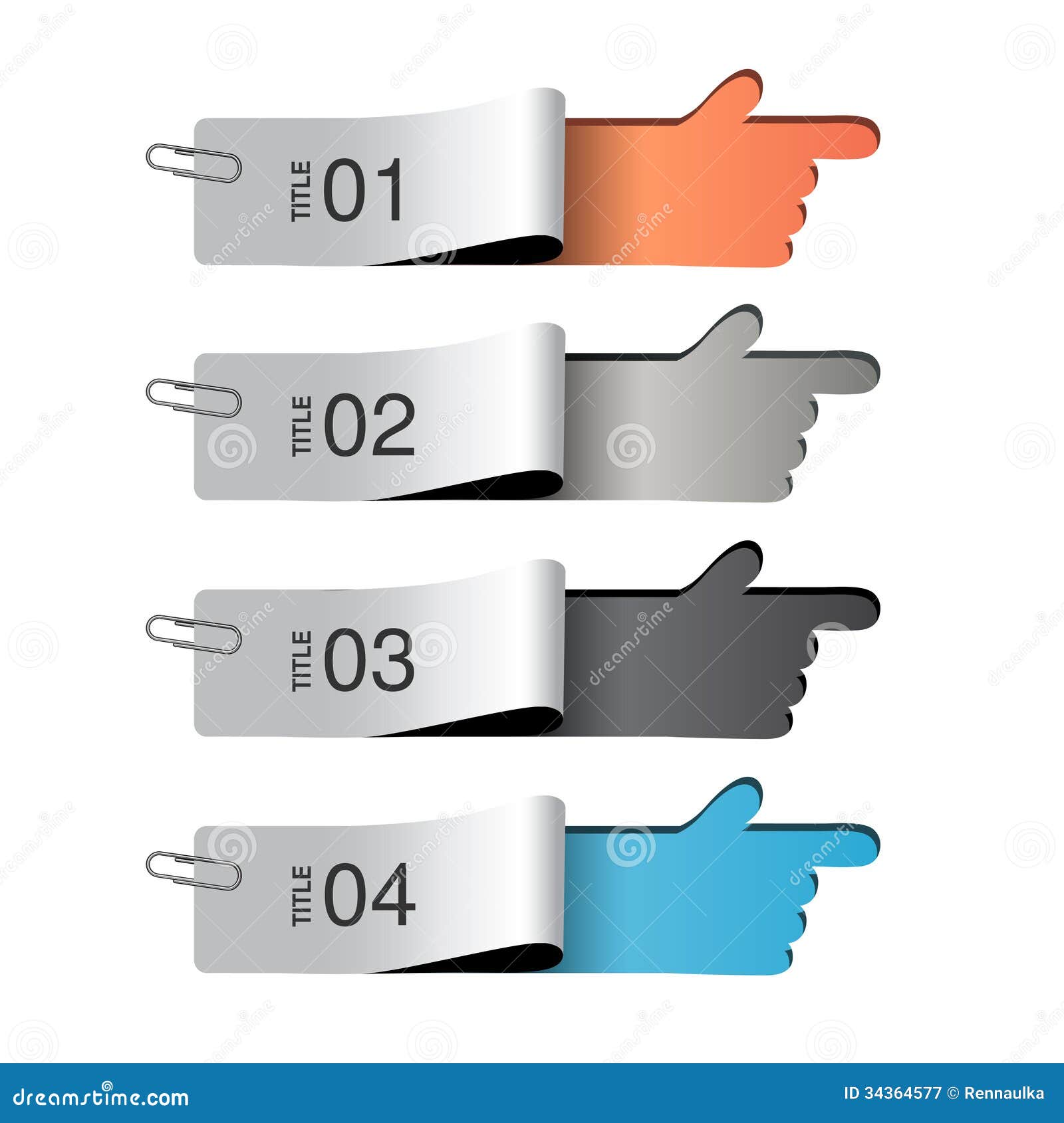 Web Template - 4 Steps, Banners With Gesture Hand Cartoon Vector ...