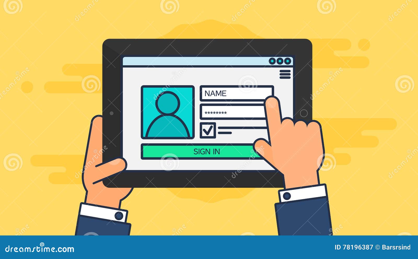 Web Template of Tablet Login Form Stock Illustration - Illustration of ...