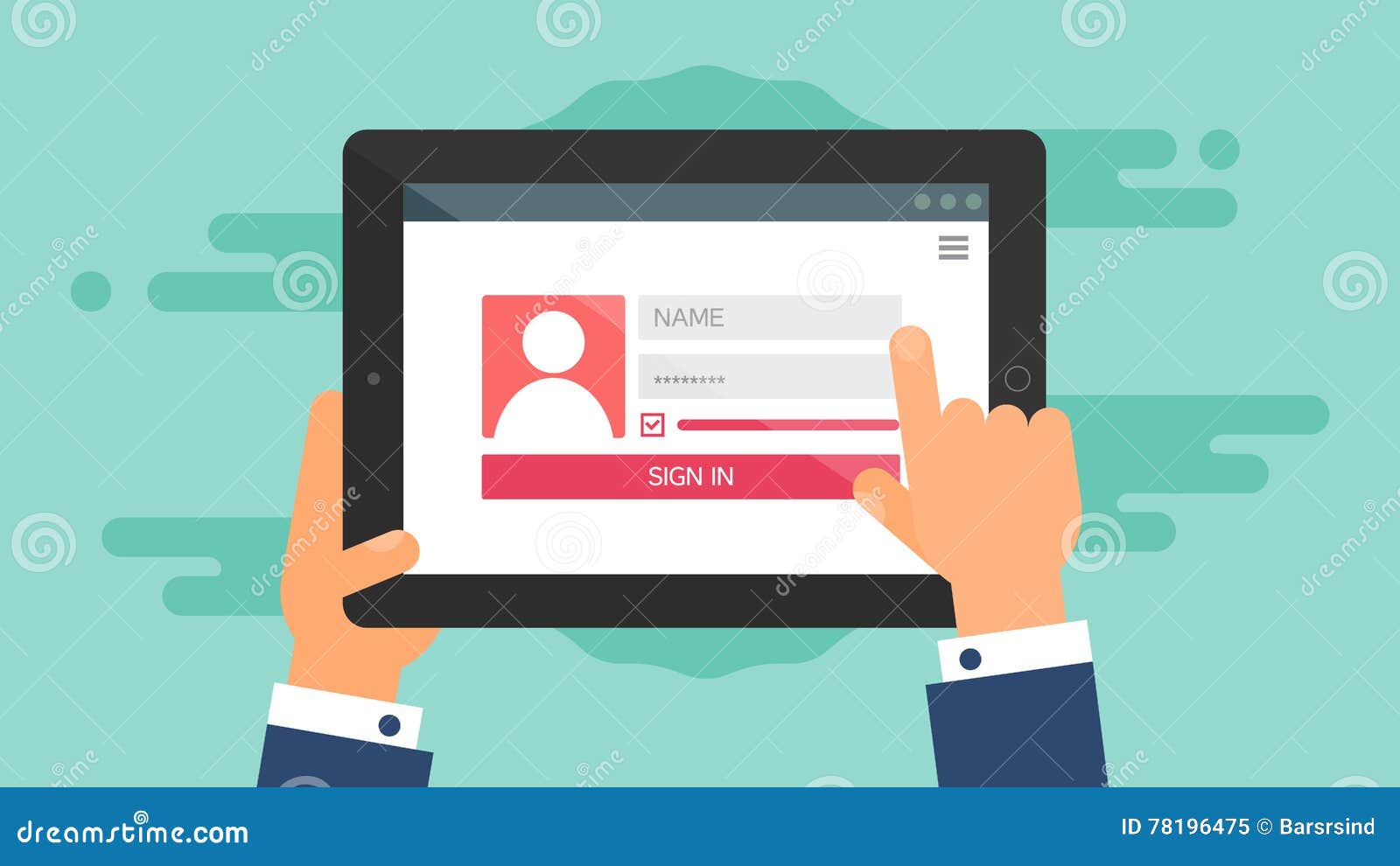 Web Template of Tablet Login Form Stock Illustration - Illustration of ...