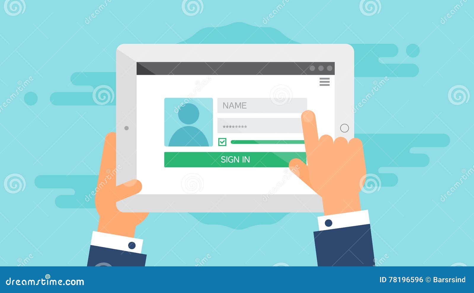 Web Template of Tablet Login Form Stock Illustration - Illustration of ...