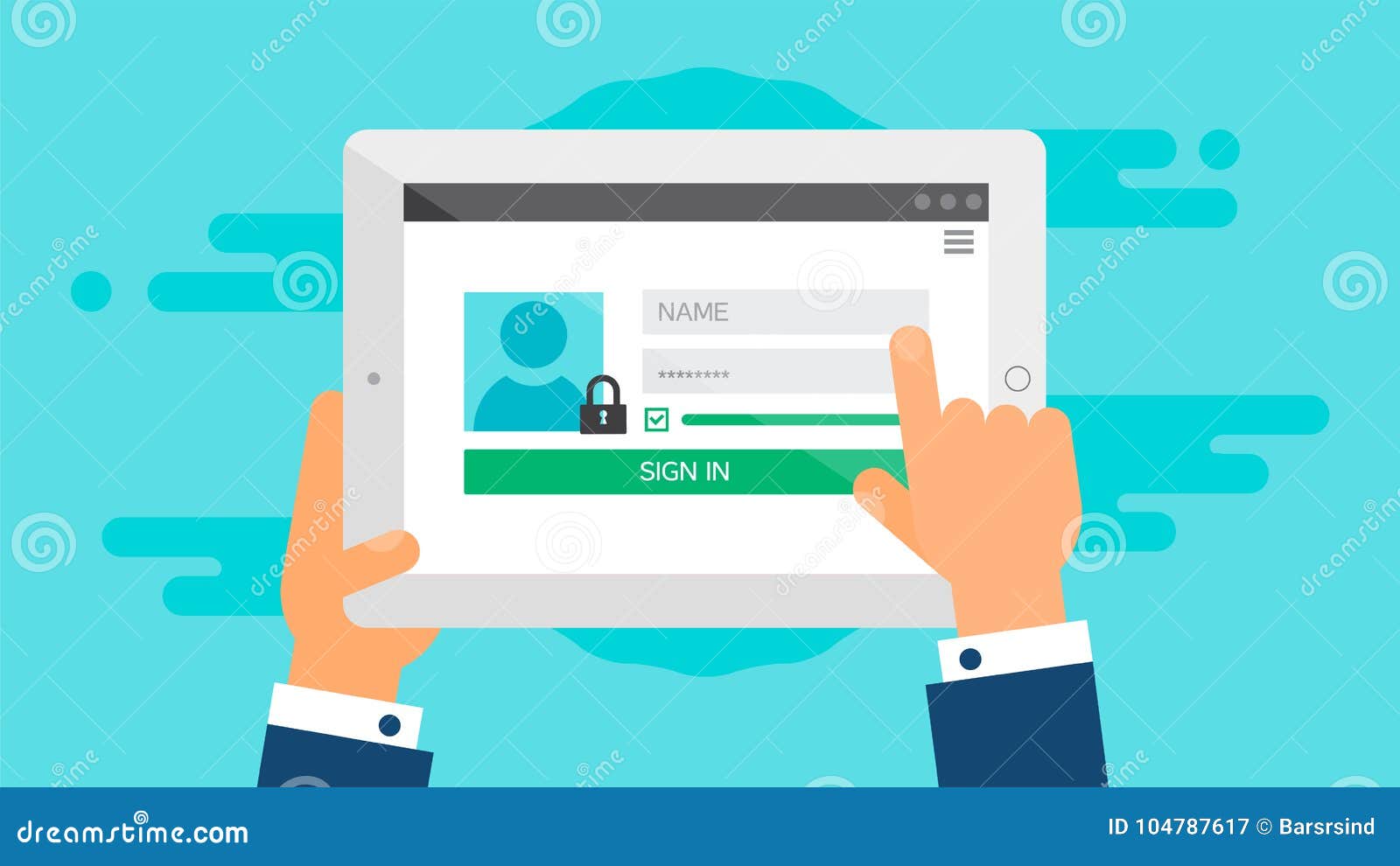 Web Template of Tablet Login Form Stock Illustration - Illustration of ...