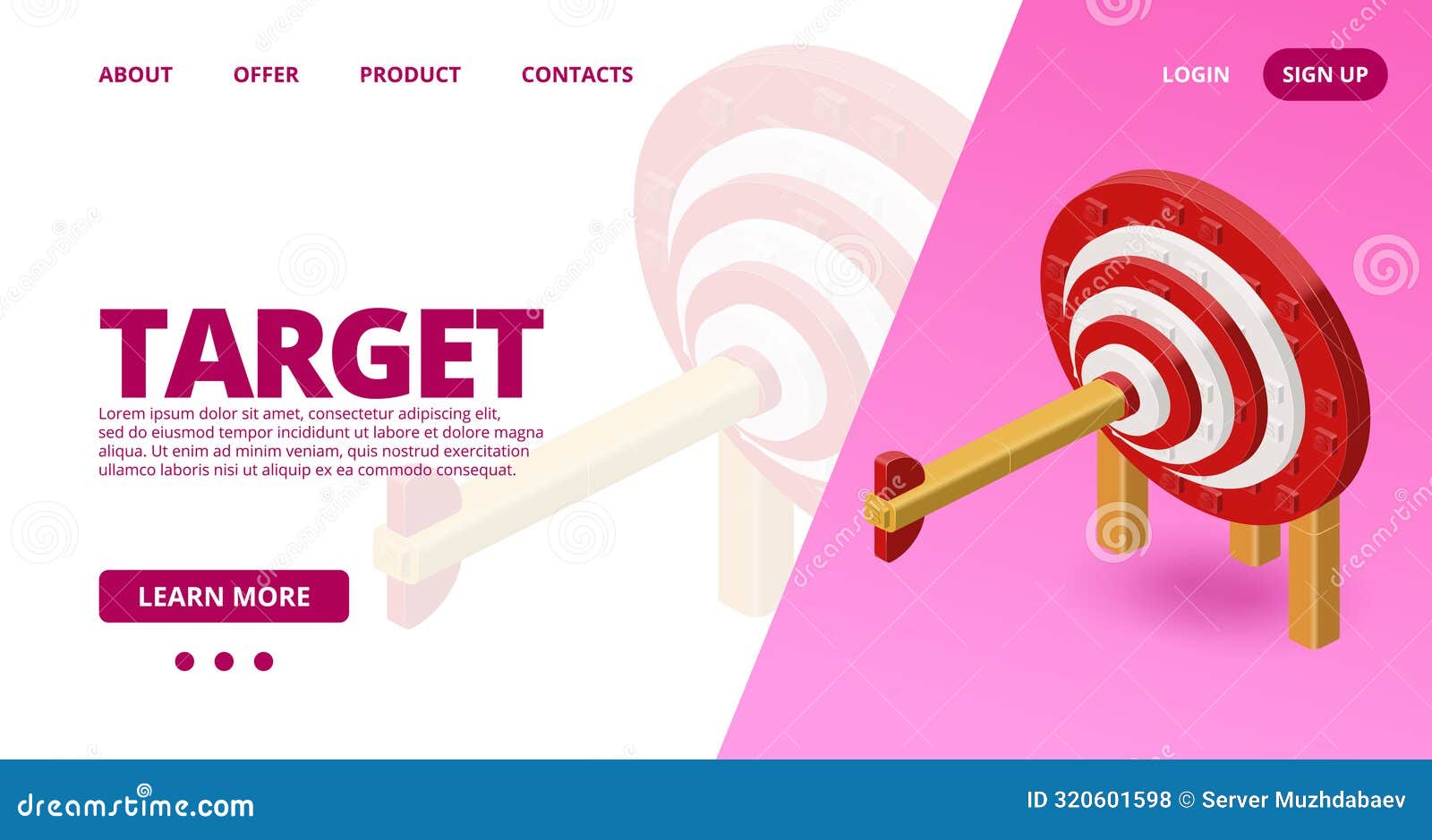 Web Template with a Target. Vector Stock Vector - Illustration of arrow ...