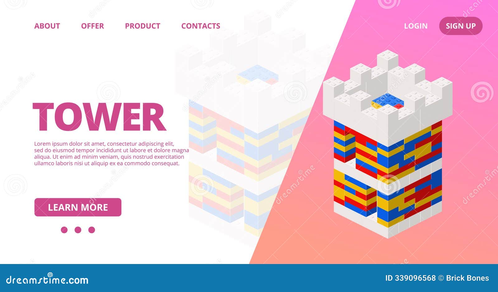 Web Template with a Tower. Vector Stock Illustration - Illustration of ...