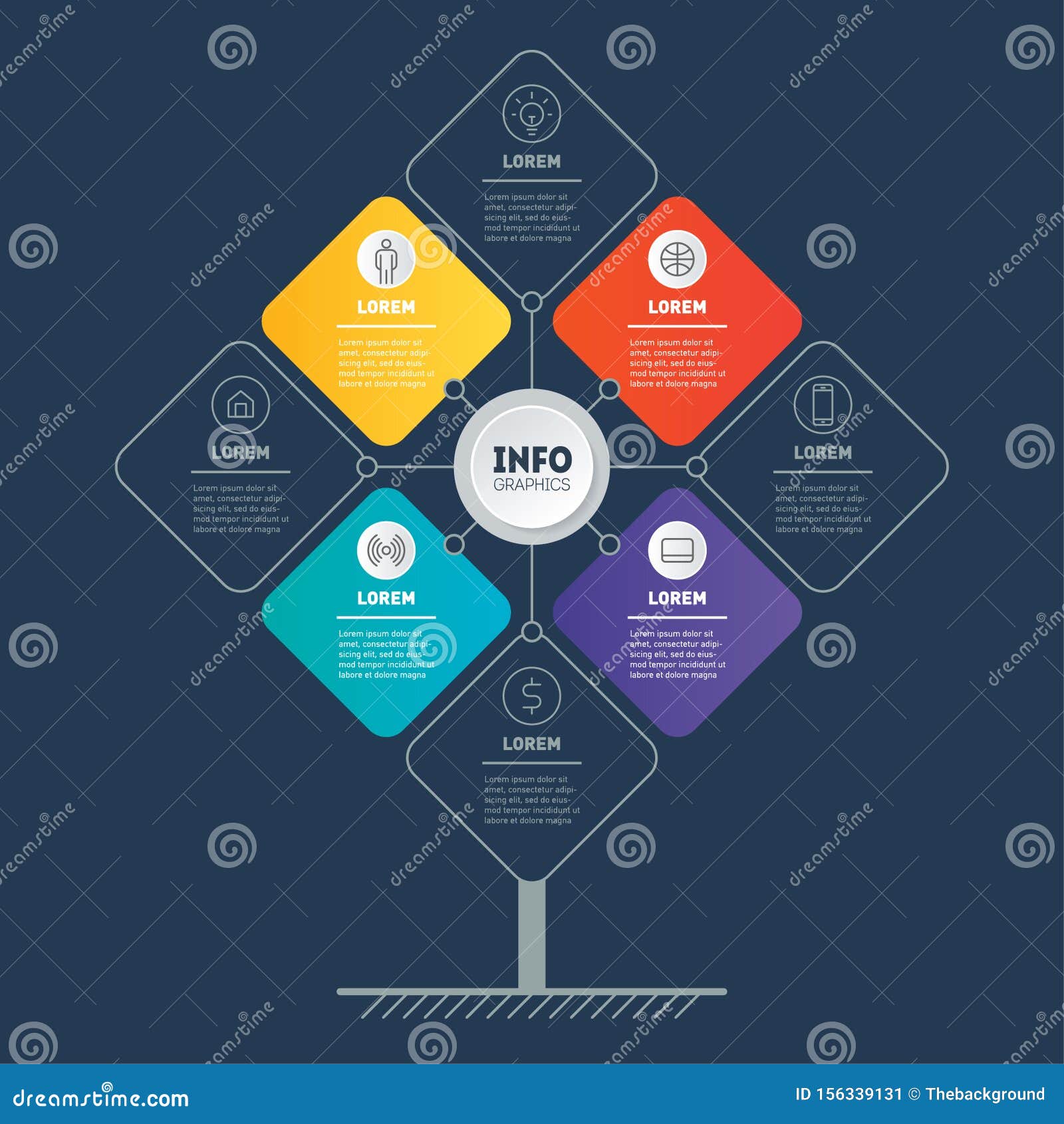 Web Template of Tree, Info Chart or Diagram. Infographic of Technology ...