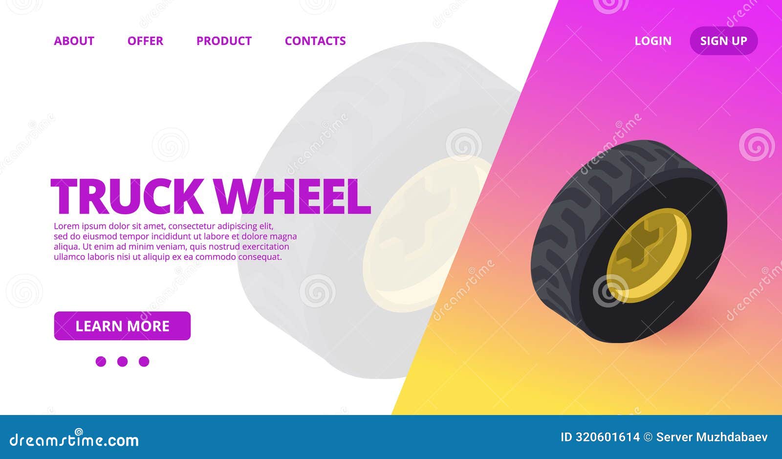 Web Template with a Truck Wheel. Vector Stock Vector - Illustration of ...