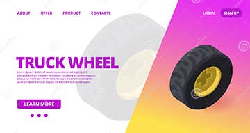 Web Template with a Truck Wheel. Vector Stock Vector - Illustration of ...