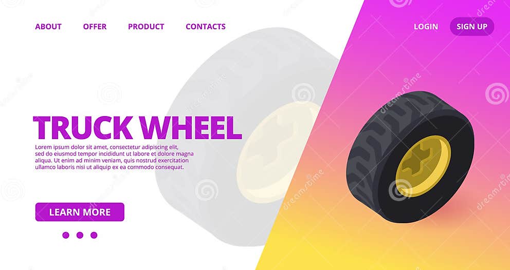 Web Template with a Truck Wheel. Vector Stock Vector - Illustration of ...
