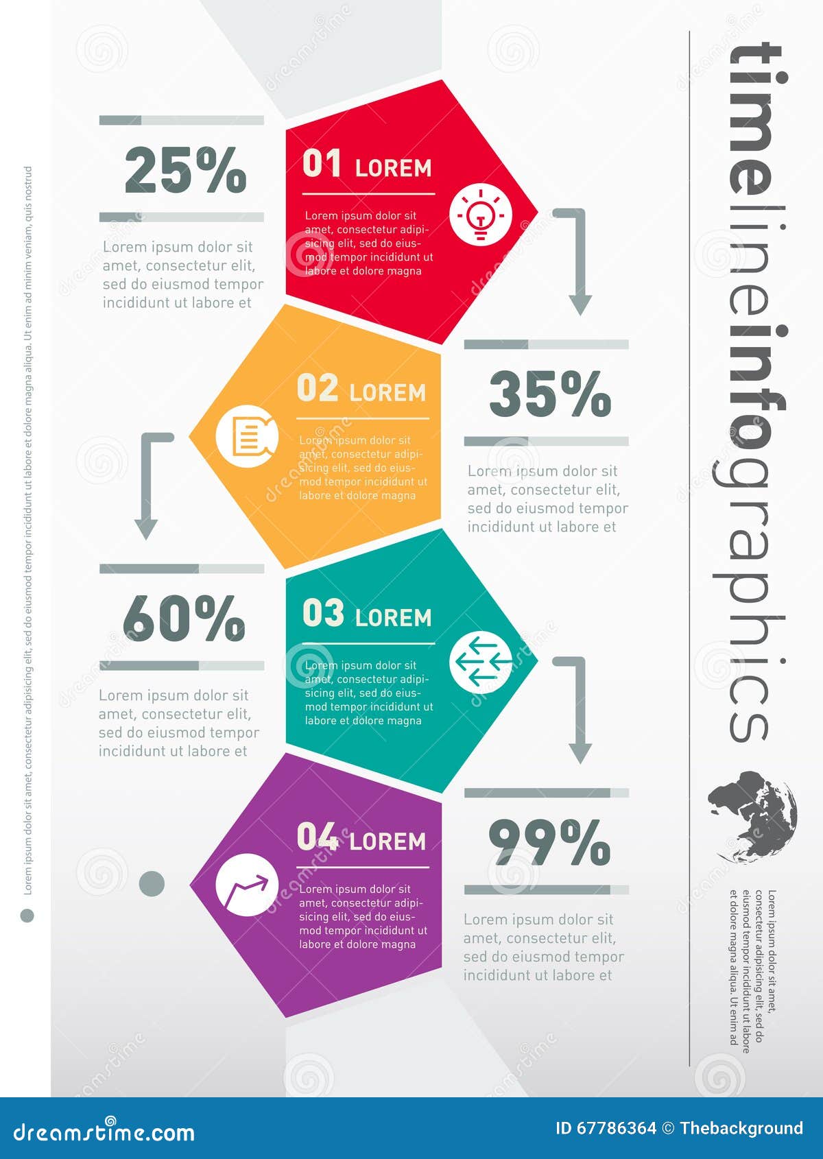 Vertical Diagram, 4 Numbered Elements With Pictograms Cartoon Vector ...