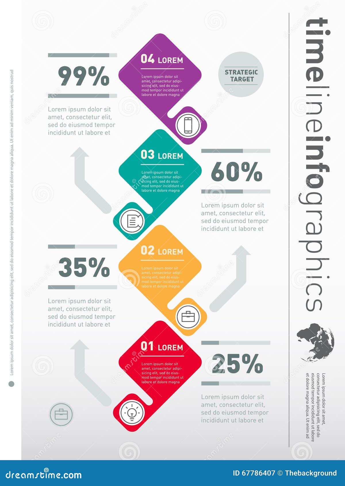 Vertical Diagram, 4 Numbered Elements With Pictograms Cartoon Vector ...