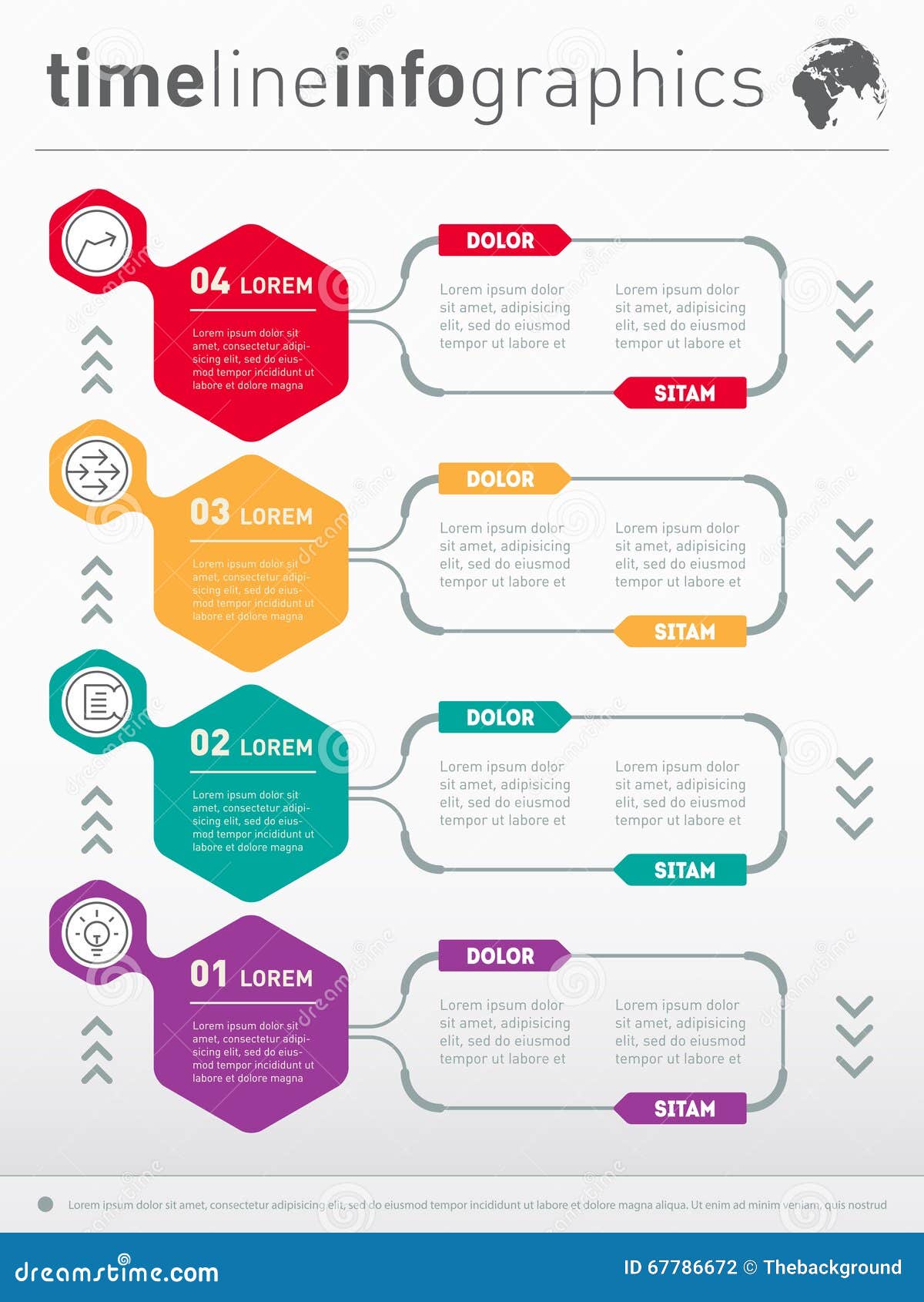 Vertical Diagram, 4 Numbered Elements With Pictograms Cartoon Vector ...
