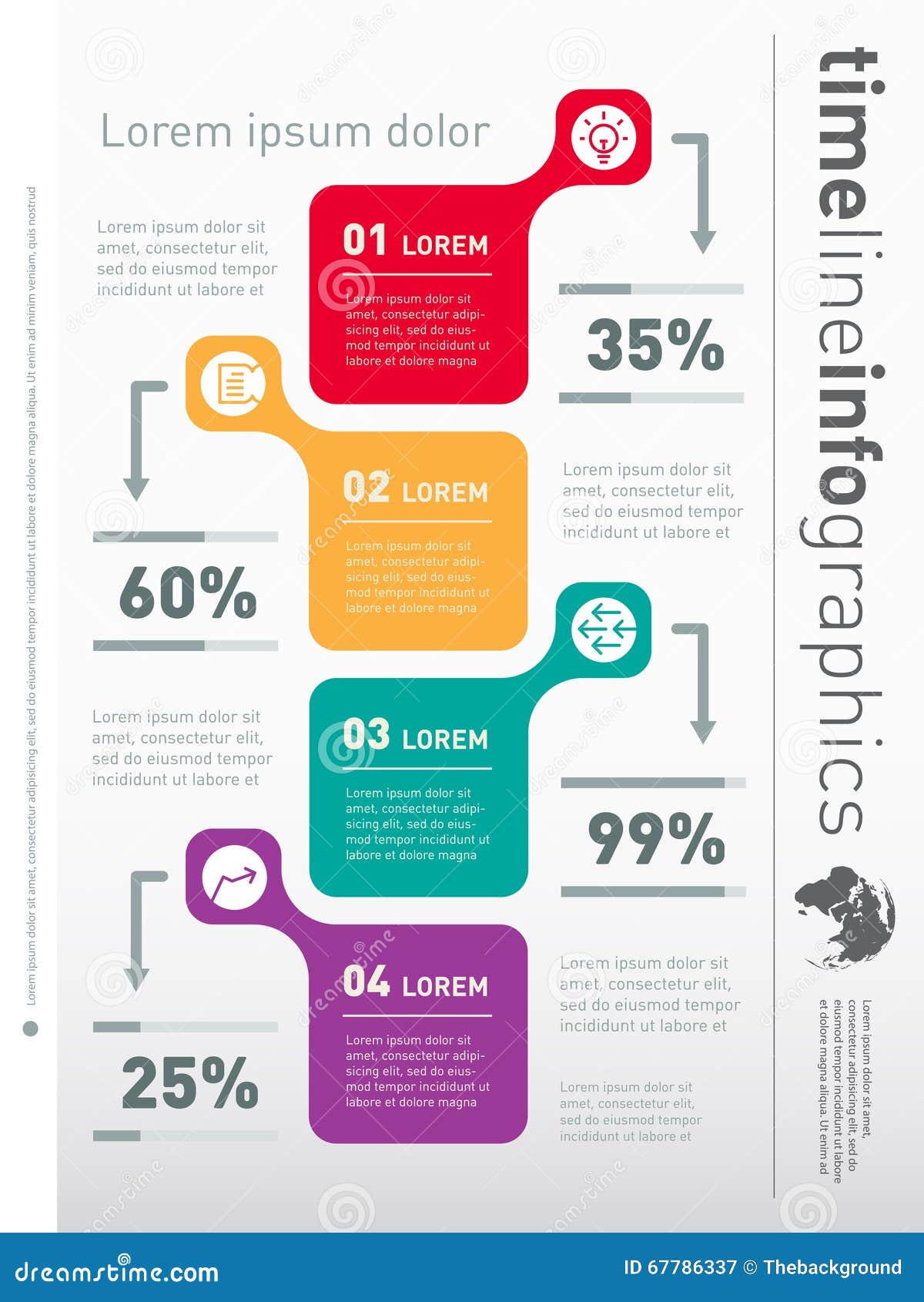 Vertical Diagram, 4 Numbered Elements With Pictograms Cartoon Vector ...
