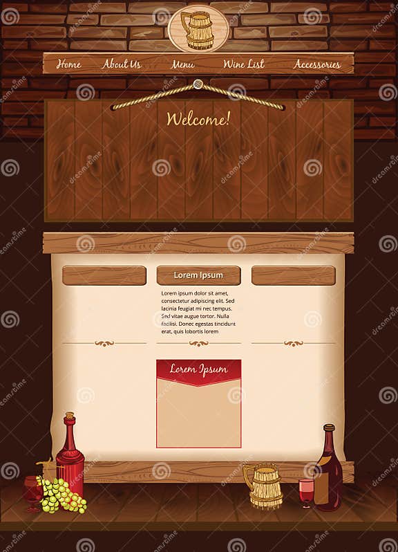 Web Template for Vintage Cafe Stock Vector - Illustration of brown ...