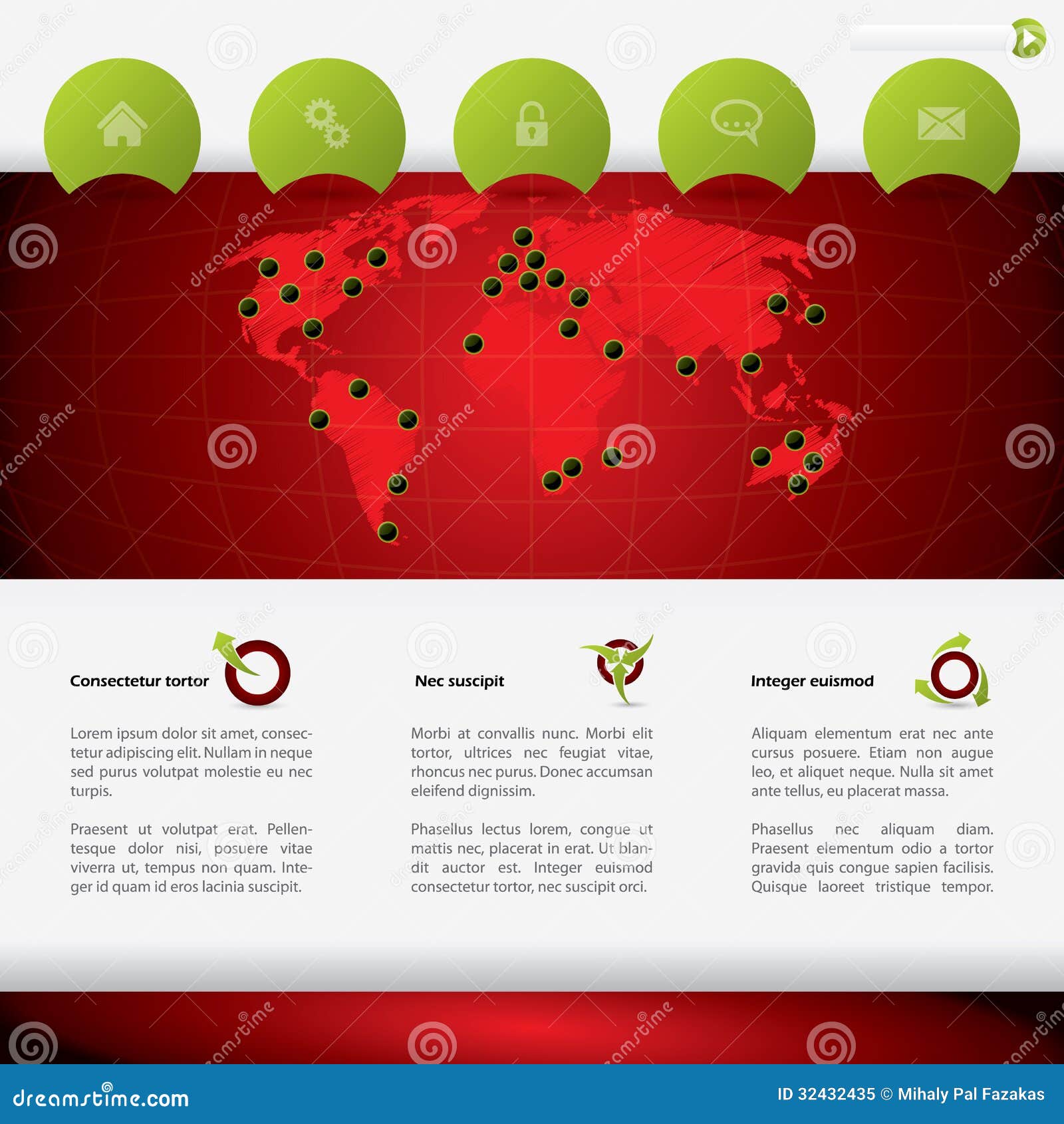 Web Template with World Map and Details Stock Vector - Illustration of ...