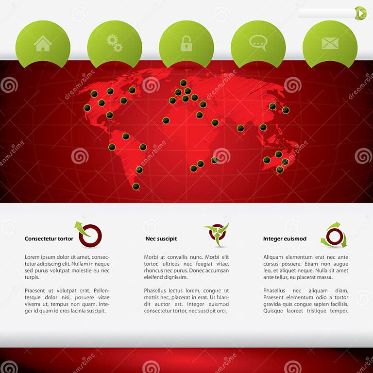 Web Template with World Map and Details Stock Vector - Illustration of ...