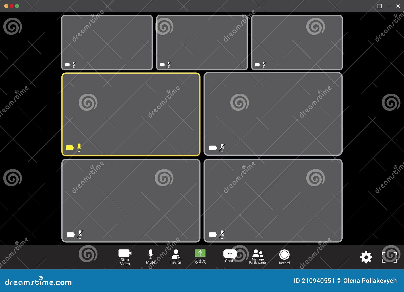 Web Template with Zoom for Concept Design. Video Chat Interface ...