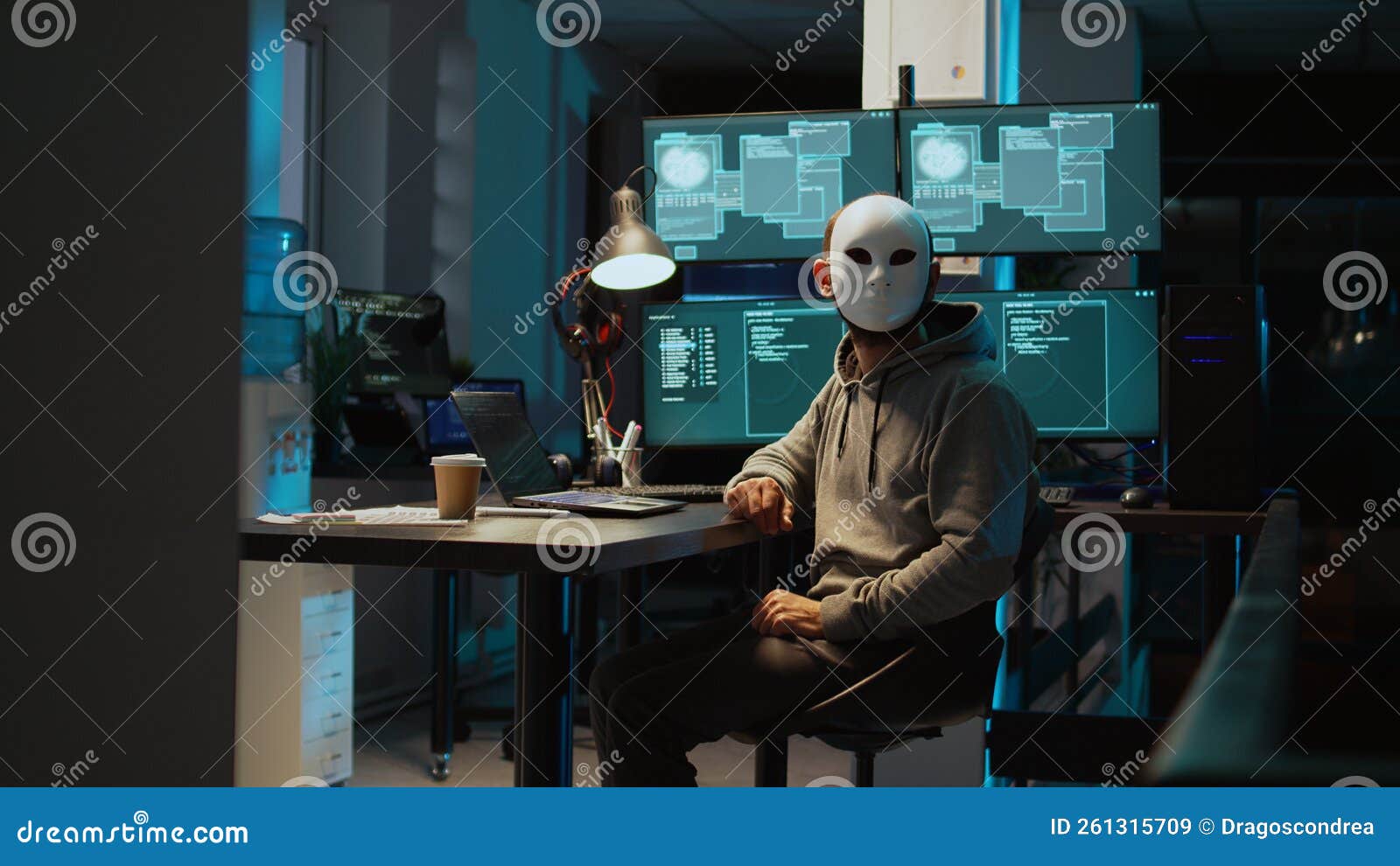 Web Terrorist Wearing Mask Hacking Database Servers Stock Image - Image of malware, developer ...