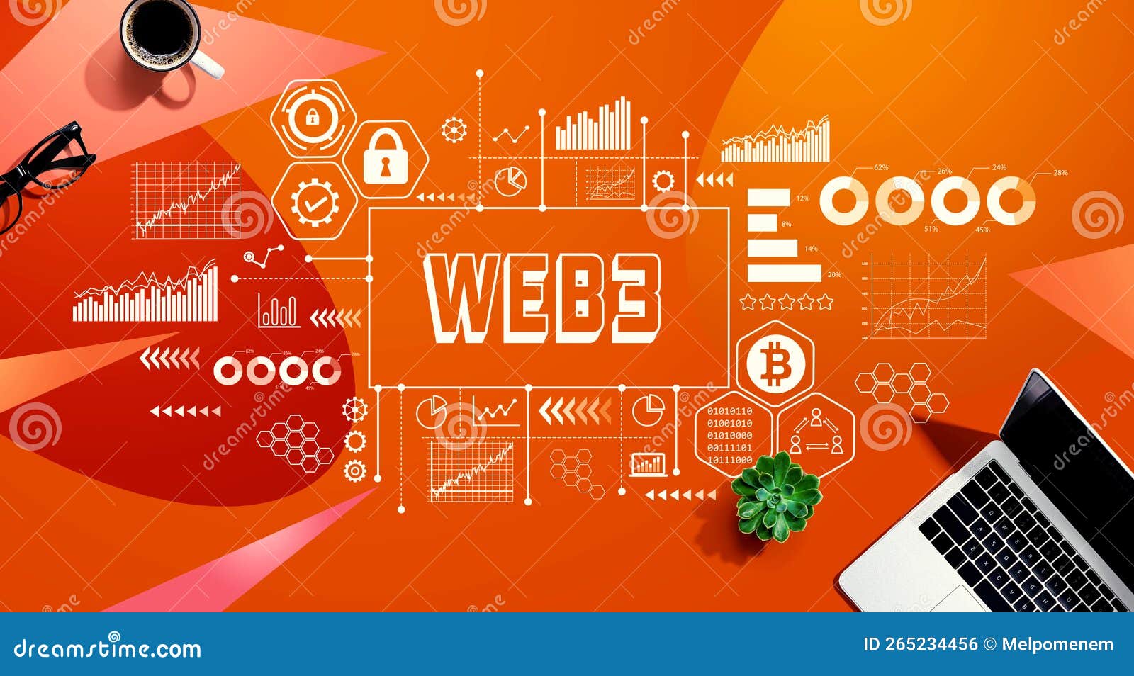 Web3 Theme with a Laptop Computer Stock Photo - Image of internet ...