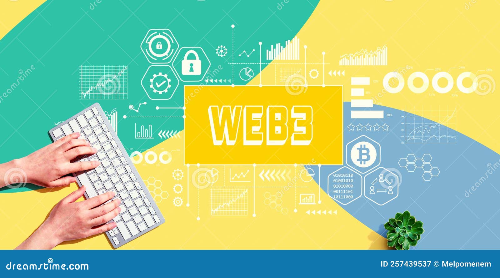 Web3 Theme with Person Using Computer Keyboard Stock Image - Image of ...