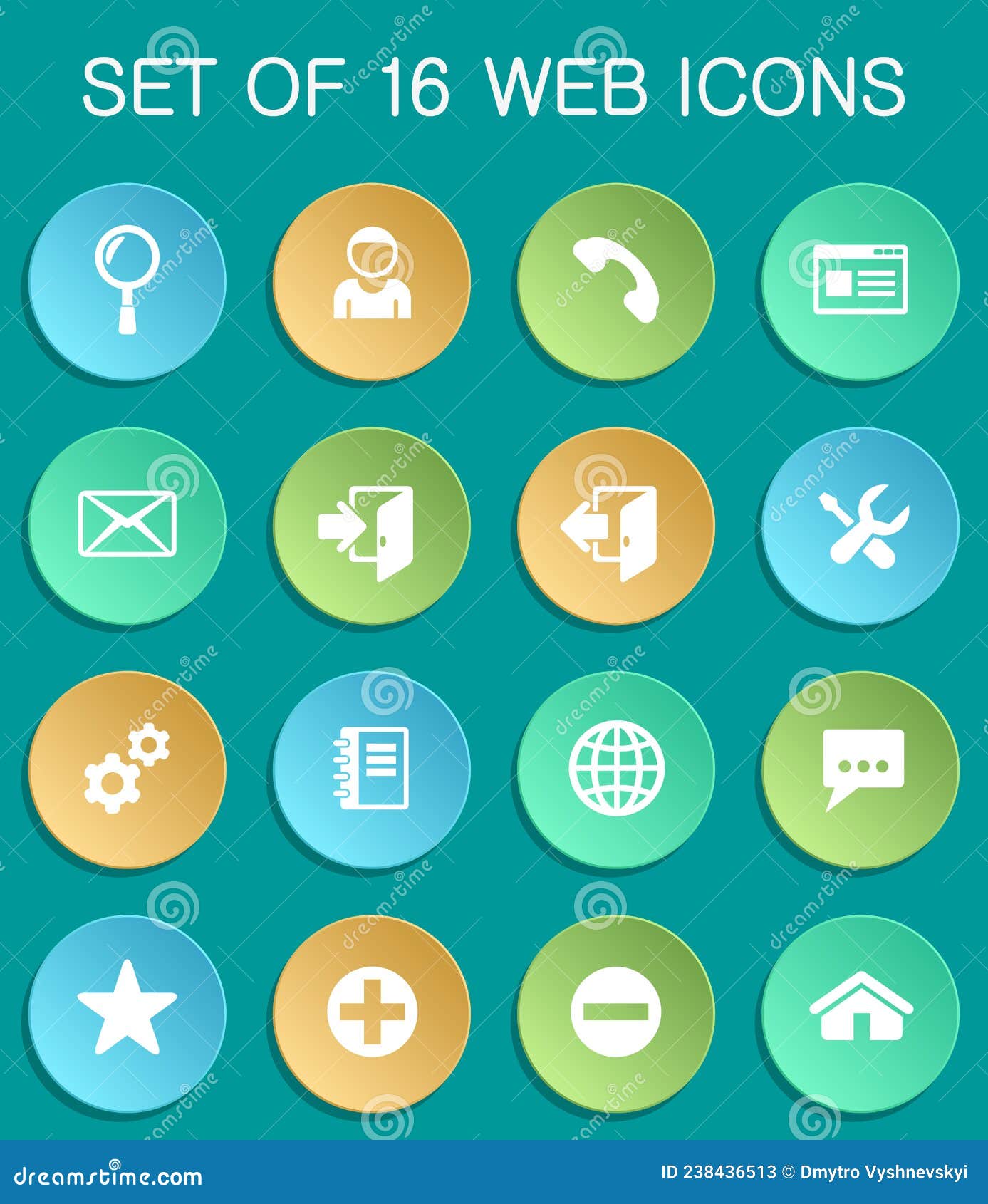 Web Tools Web Icons on Colorful Round Stock Vector - Illustration of ...