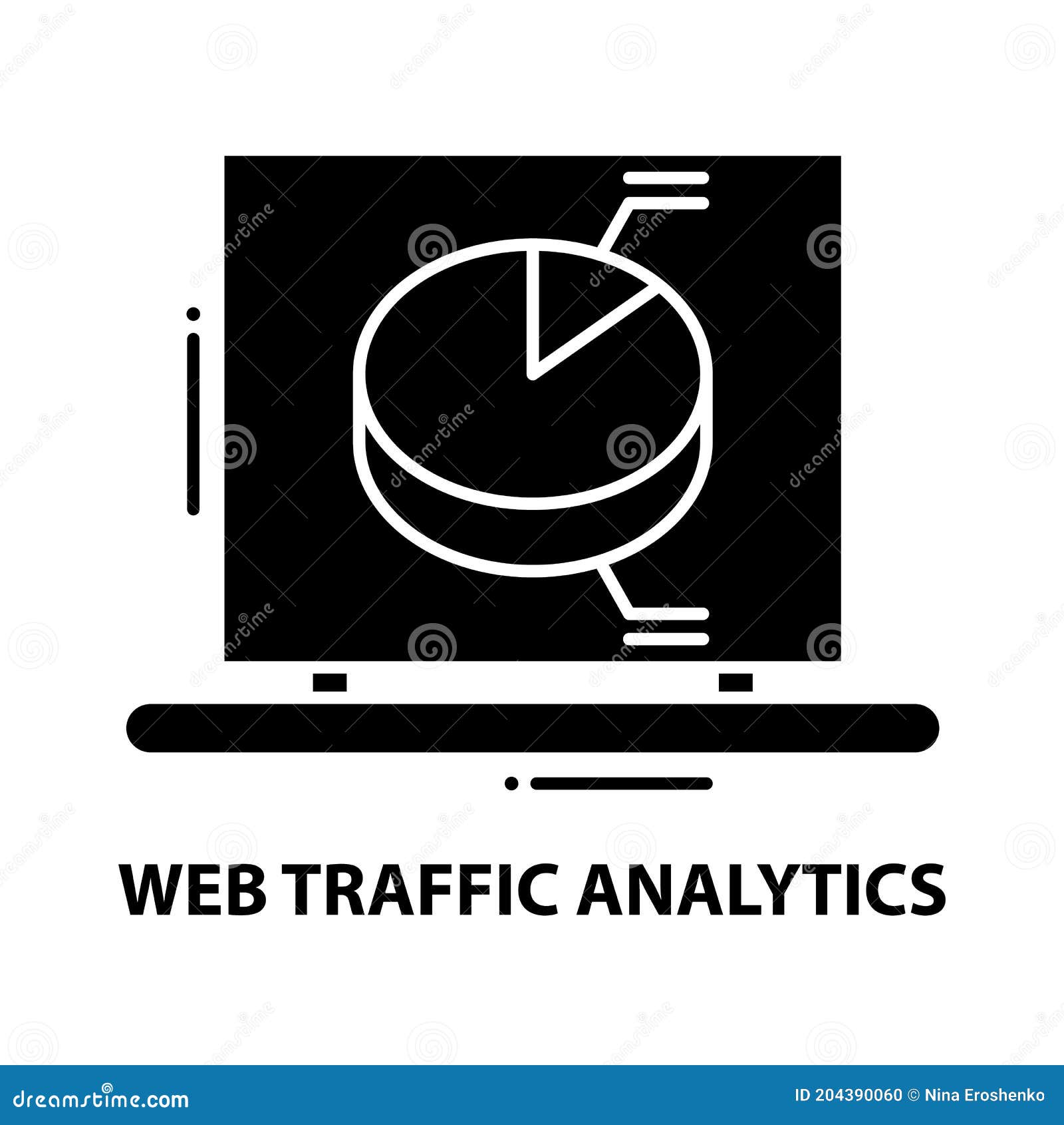 Web Traffic Analytics Icon, Black Vector Sign with Editable Strokes ...