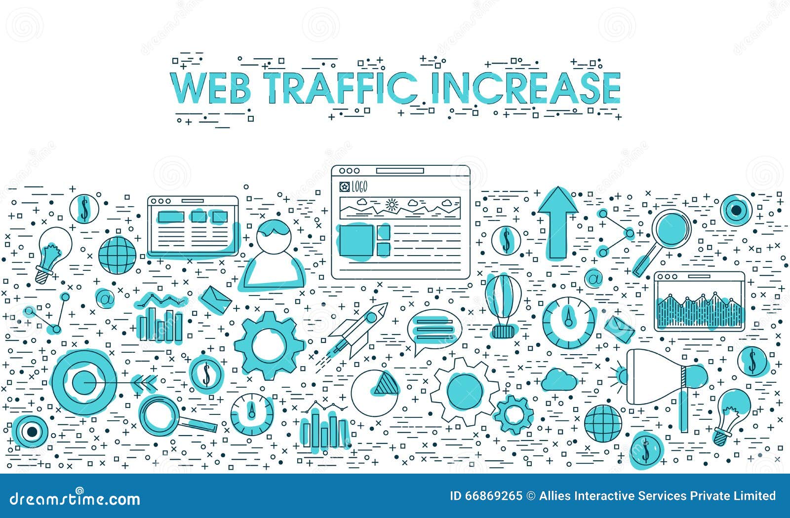 Web Traffic Increase Elements. Stock Illustration - Illustration of ...