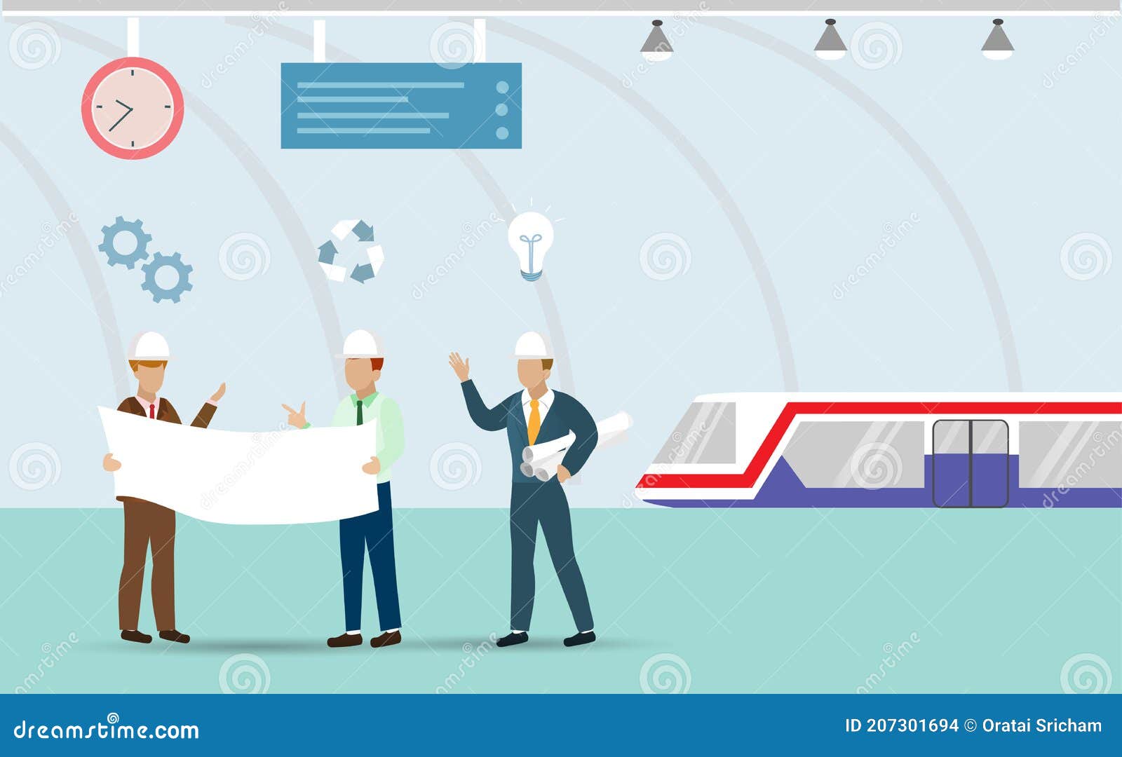Transportation Engineering Team Holding Blueprints Discussing Project ...