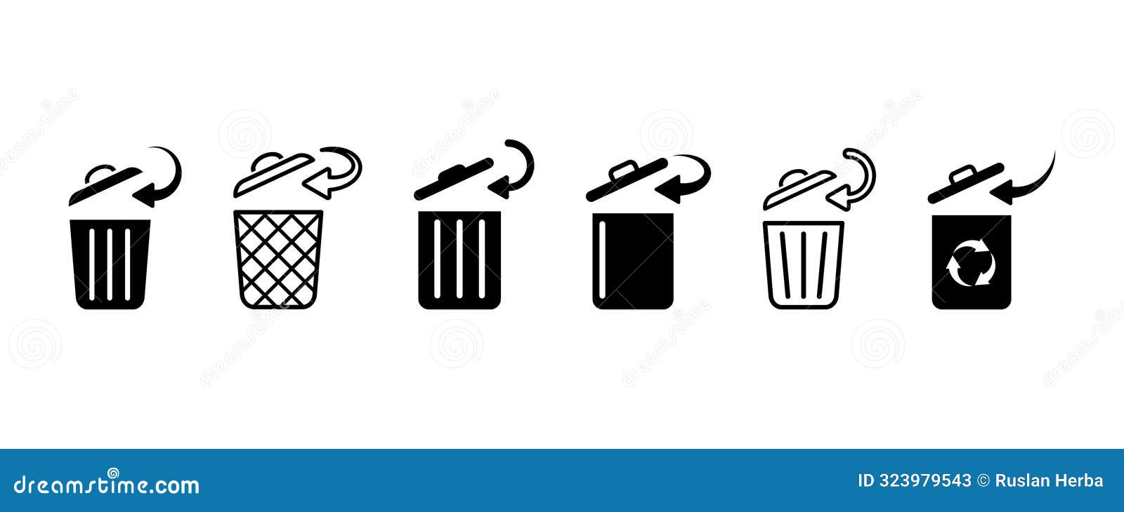 Trash Can Vector Icons Set. Garbage Icon Stock Illustration ...