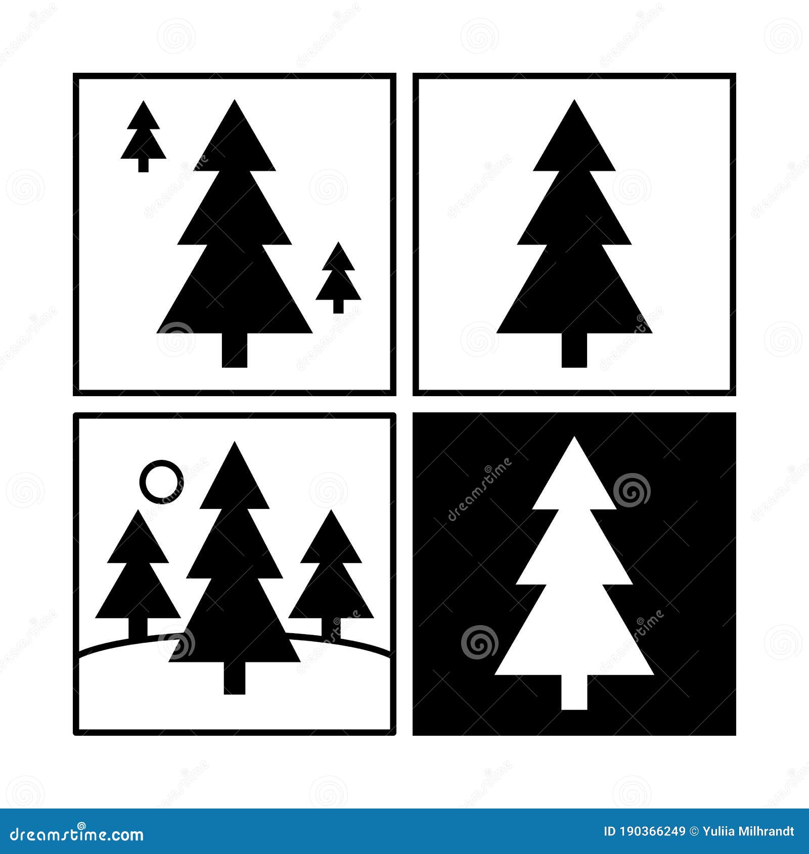 Tree Icon Set. Vector Isolated Monochrome Stock Illustration ...