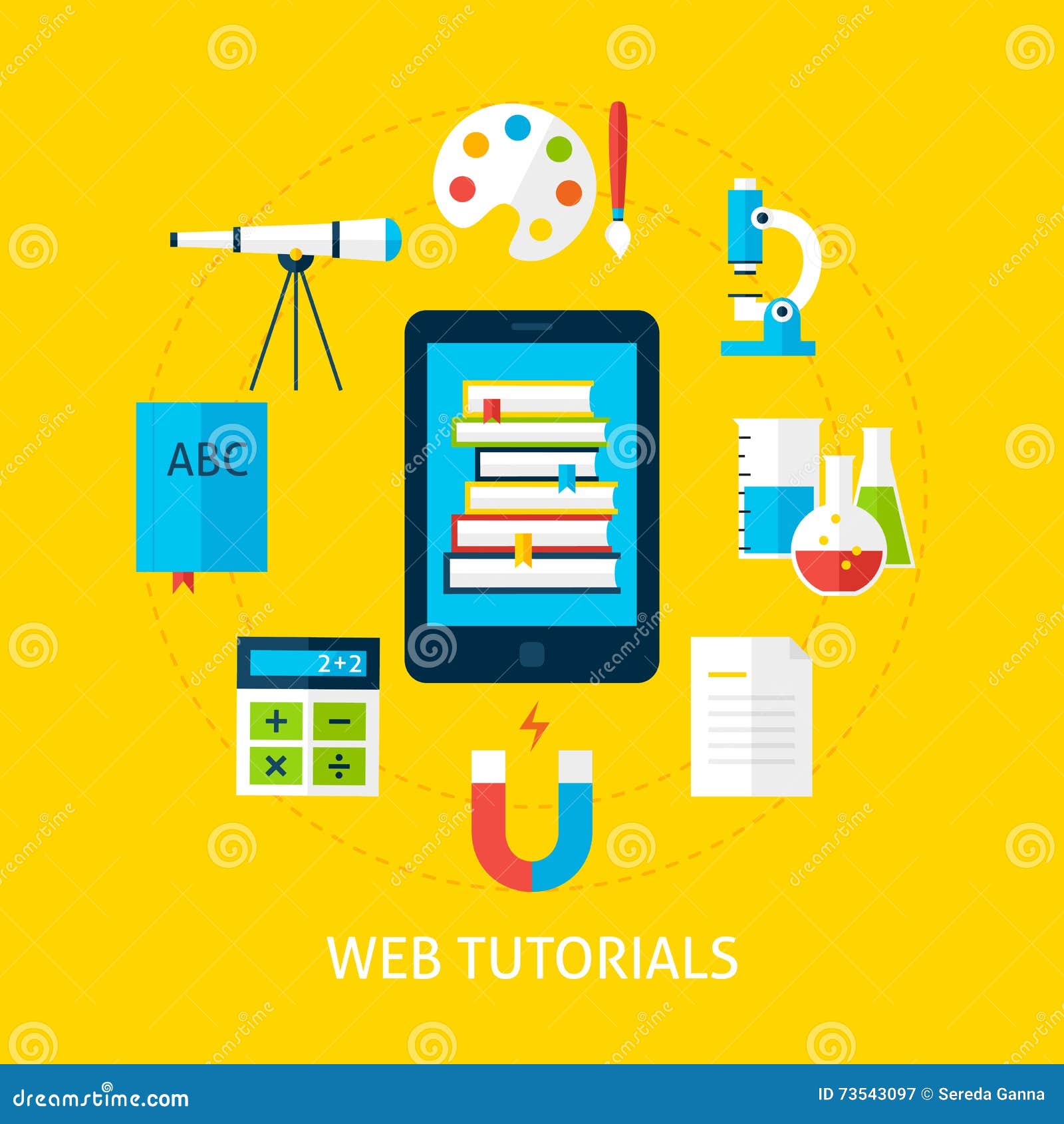 Web Tutorials Service Flat Concept Stock Vector - Illustration of ...