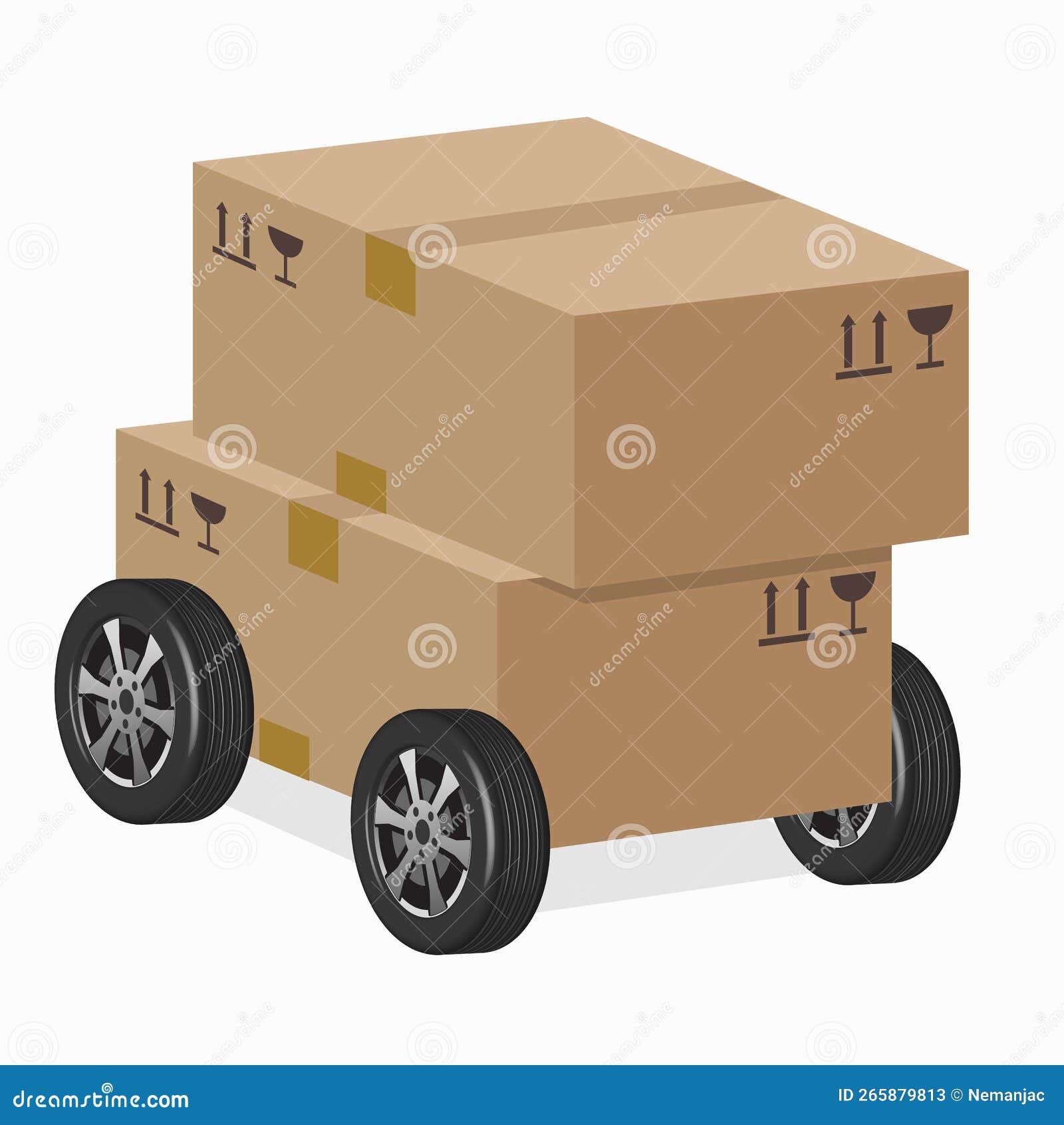 Two Cardboard Boxes on Wheels Stock Illustration - Illustration of ...