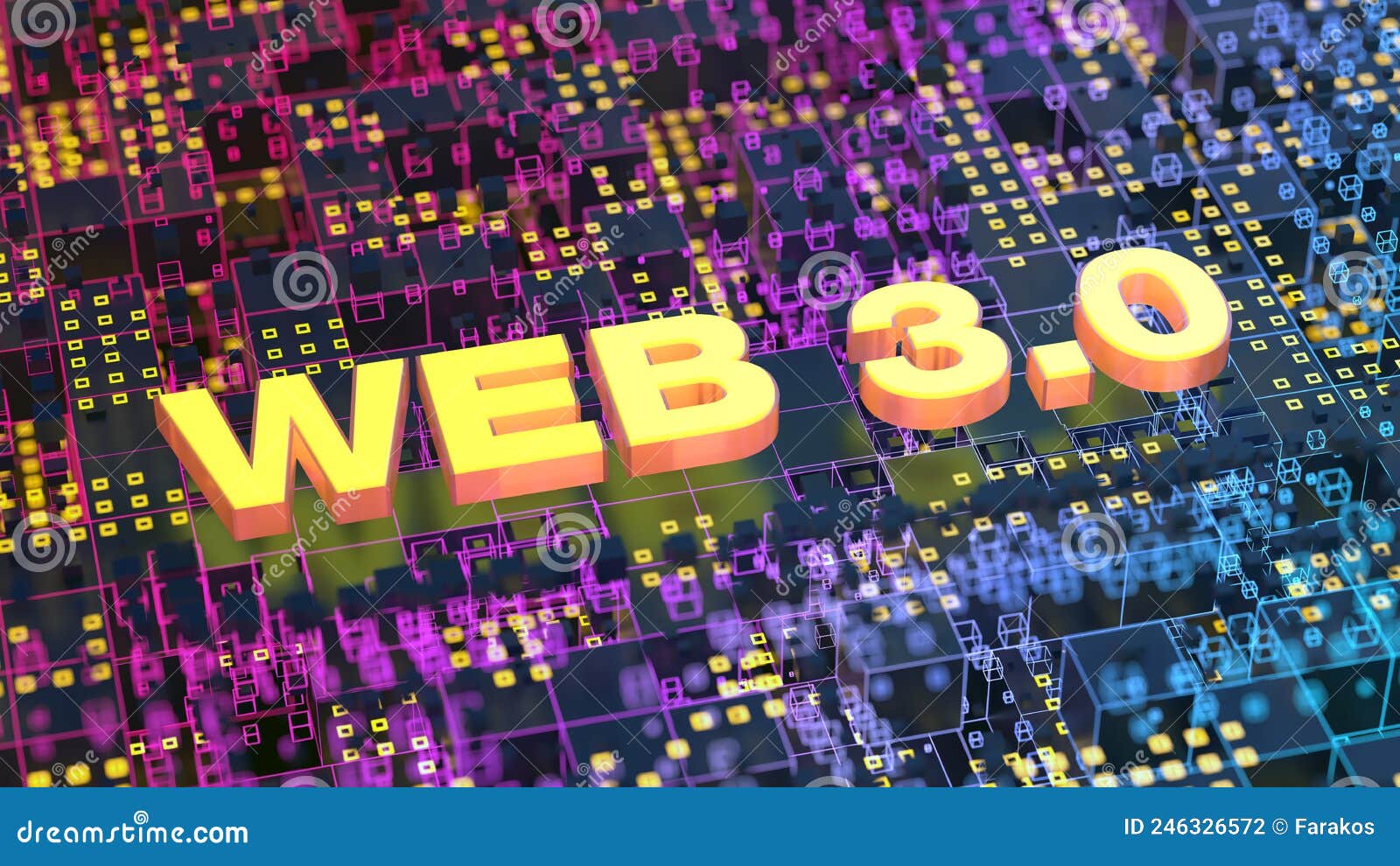 Web 3.0 Typography With On Anstract Futuristic Tech Wireframe ...