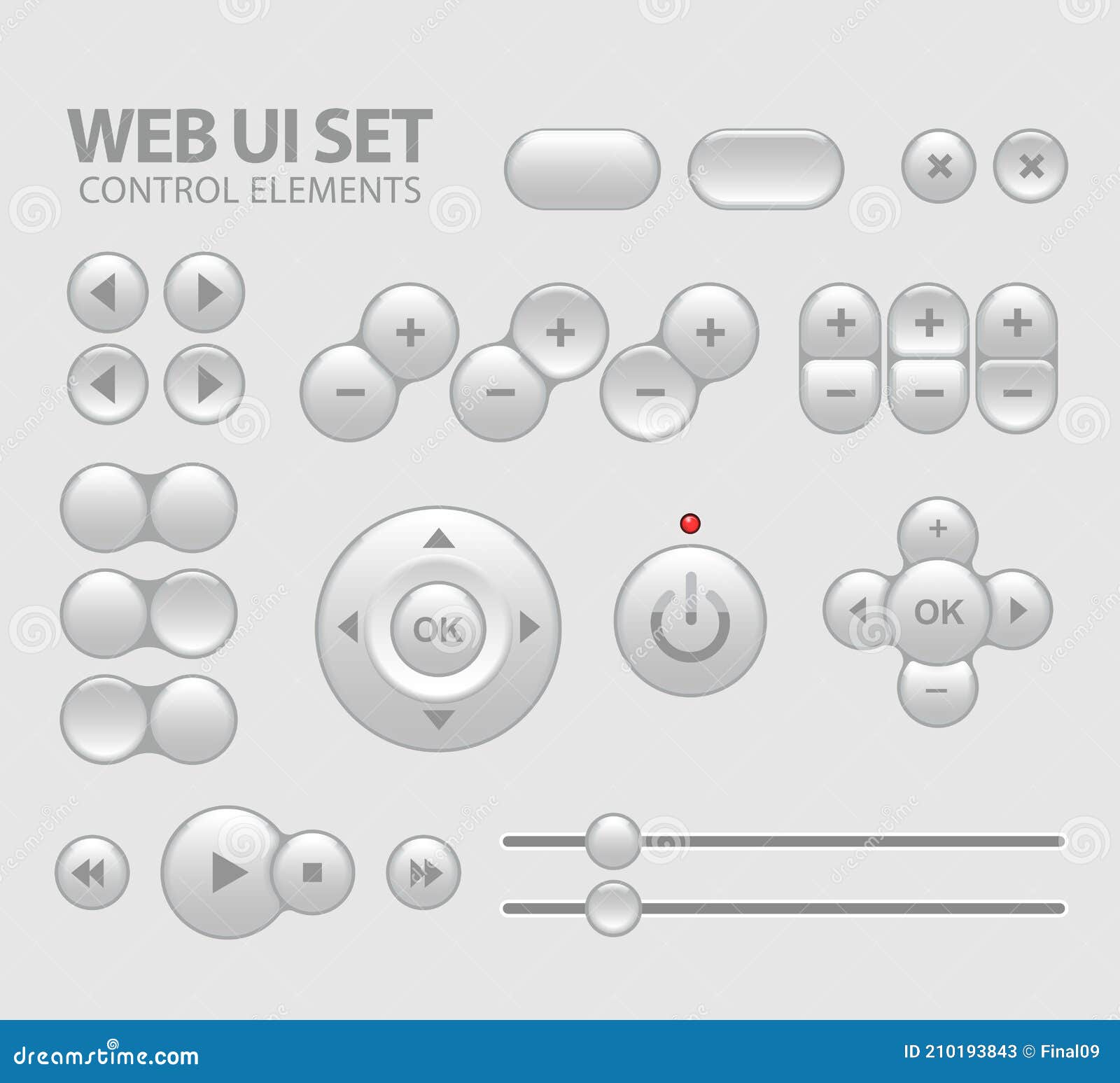 Web UI Elements Design Light Gray Stock Vector - Illustration of music ...