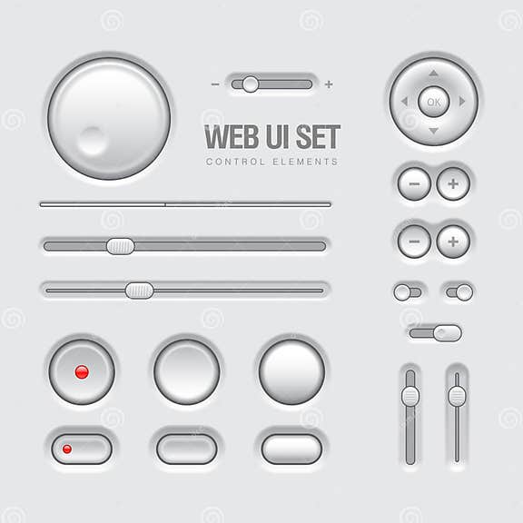 Web UI Elements Design Light Gray Stock Vector - Illustration of round ...