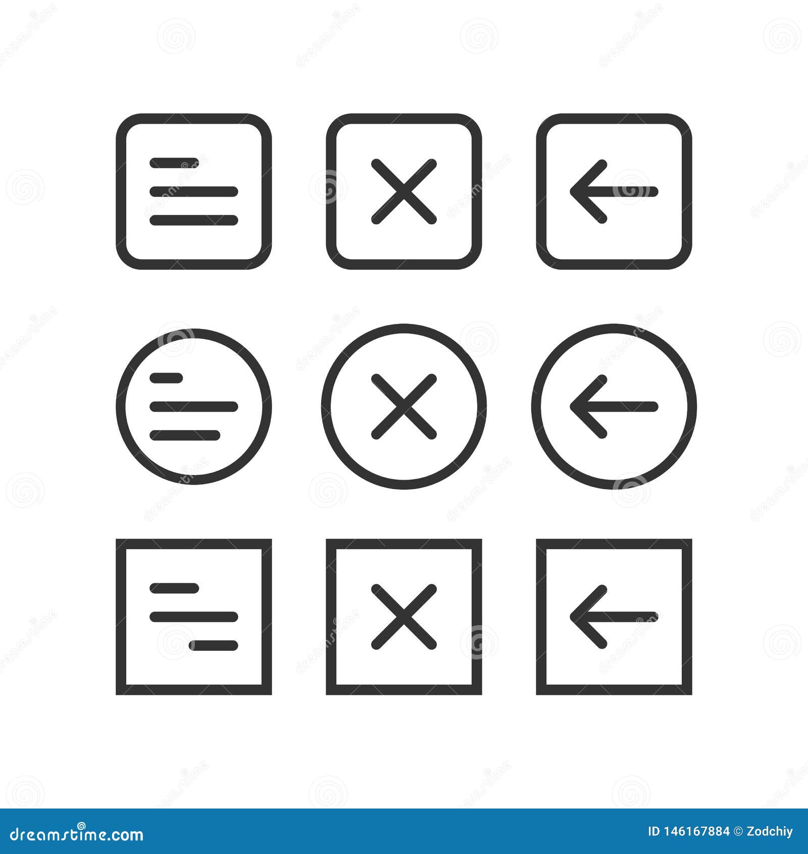Web-ui-elements-hamburger-buttons-kit Copy Vector Illustration ...