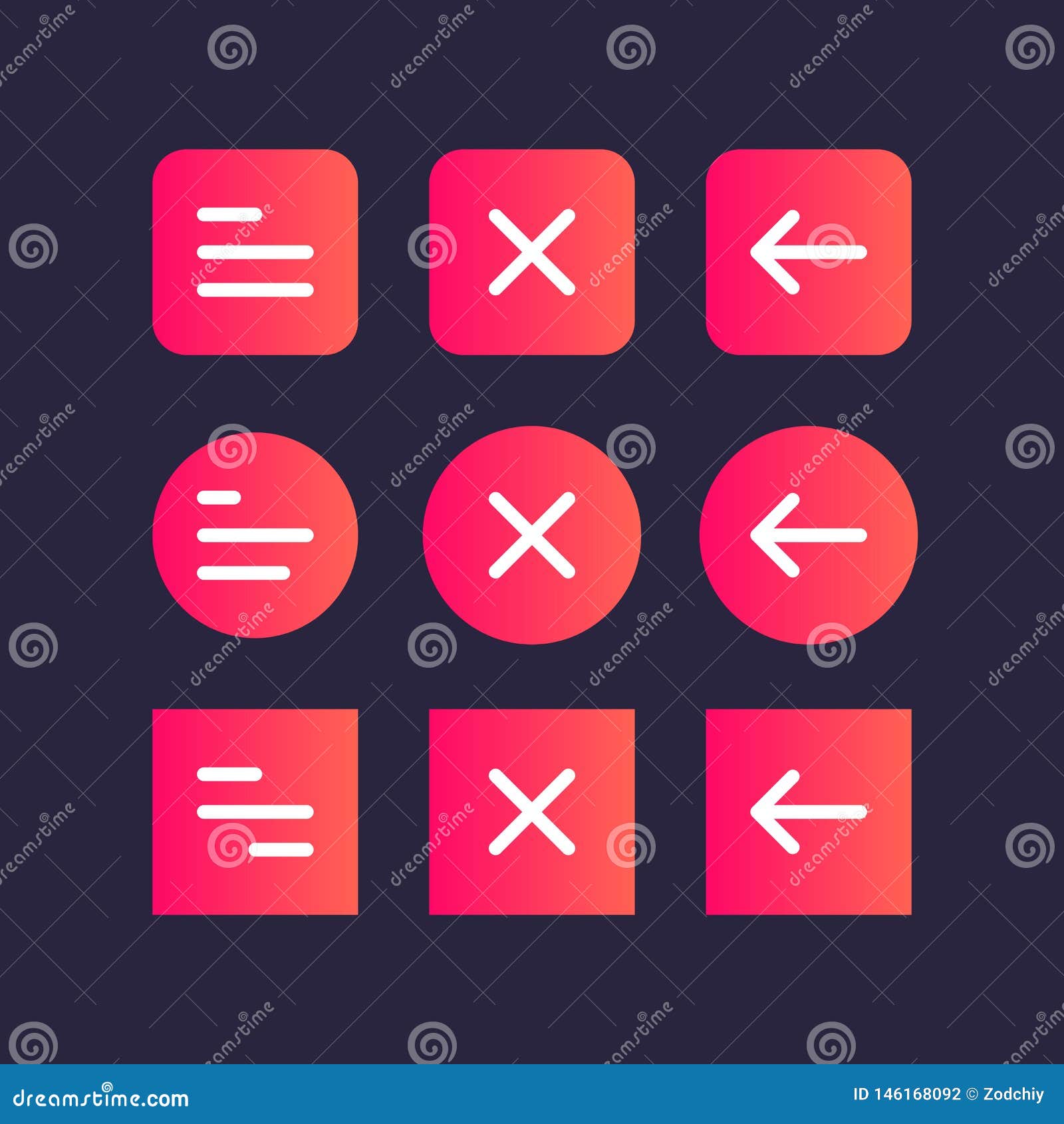 Web-ui-elements-hamburger-buttons-kit Copy Vector Illustration ...