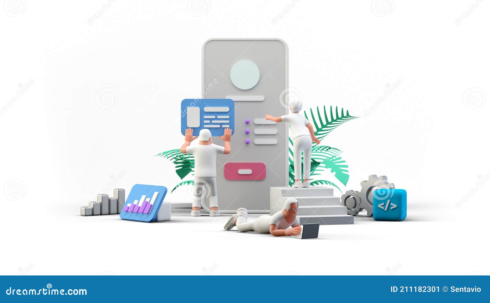 Web UI UX App Design Teamwork Concept 3D Illustration. Team People ...