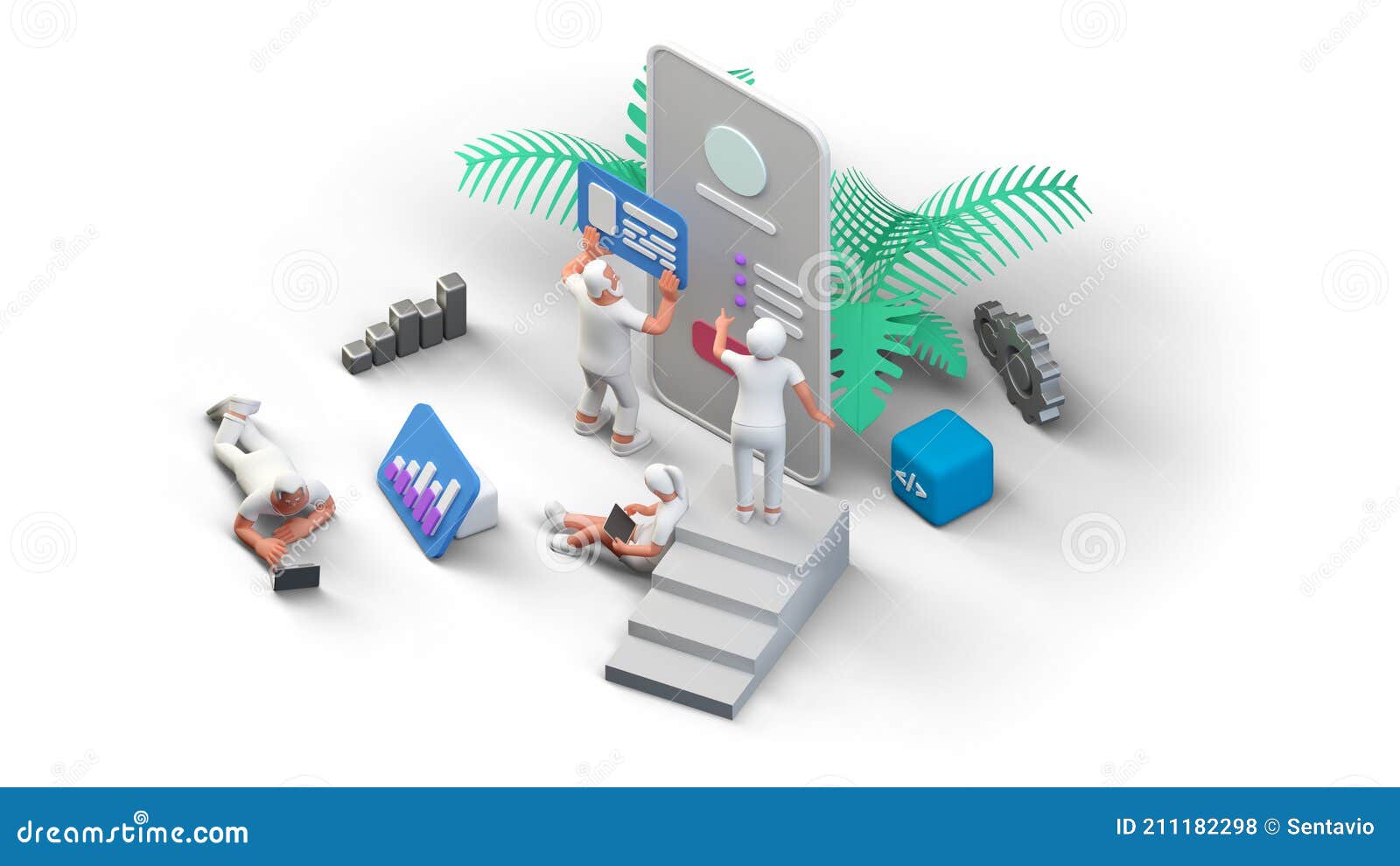 Web UI UX App Design Teamwork Concept 3D Illustration. Team People ...