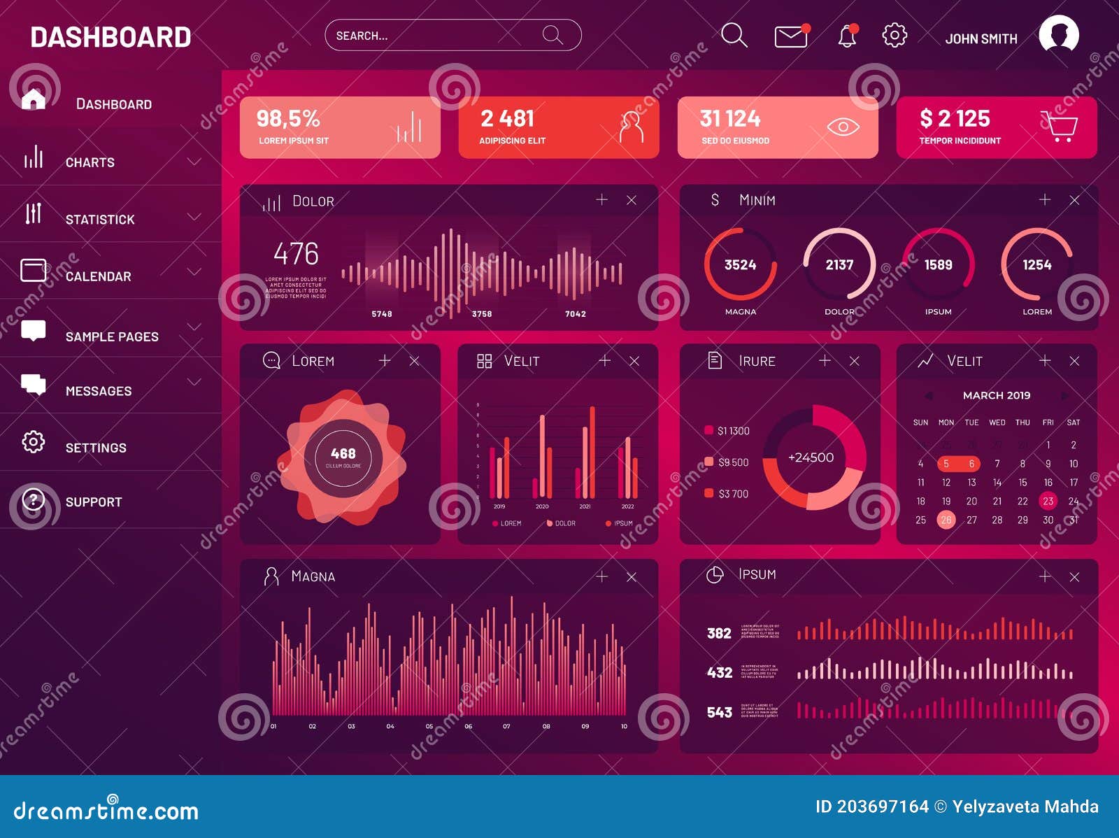 Web Ui Ux Application Data Infographic Dashboard Template Statistics Graphs Network Screen