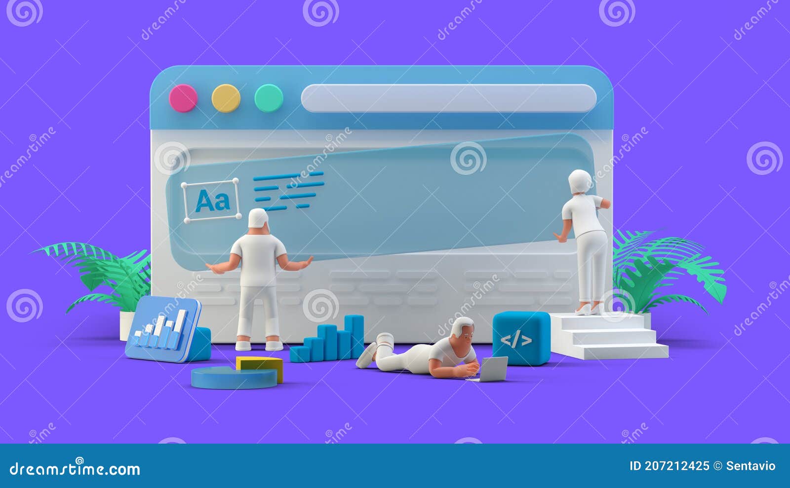 Web UI UX Design Teamwork Concept 3D Illustration. Team People Building ...